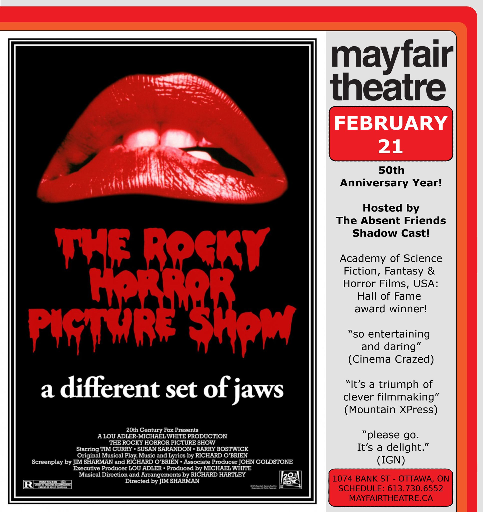 Mayfair Theatre The Rocky Horror Picture Show 50th Anniversary Year 6407