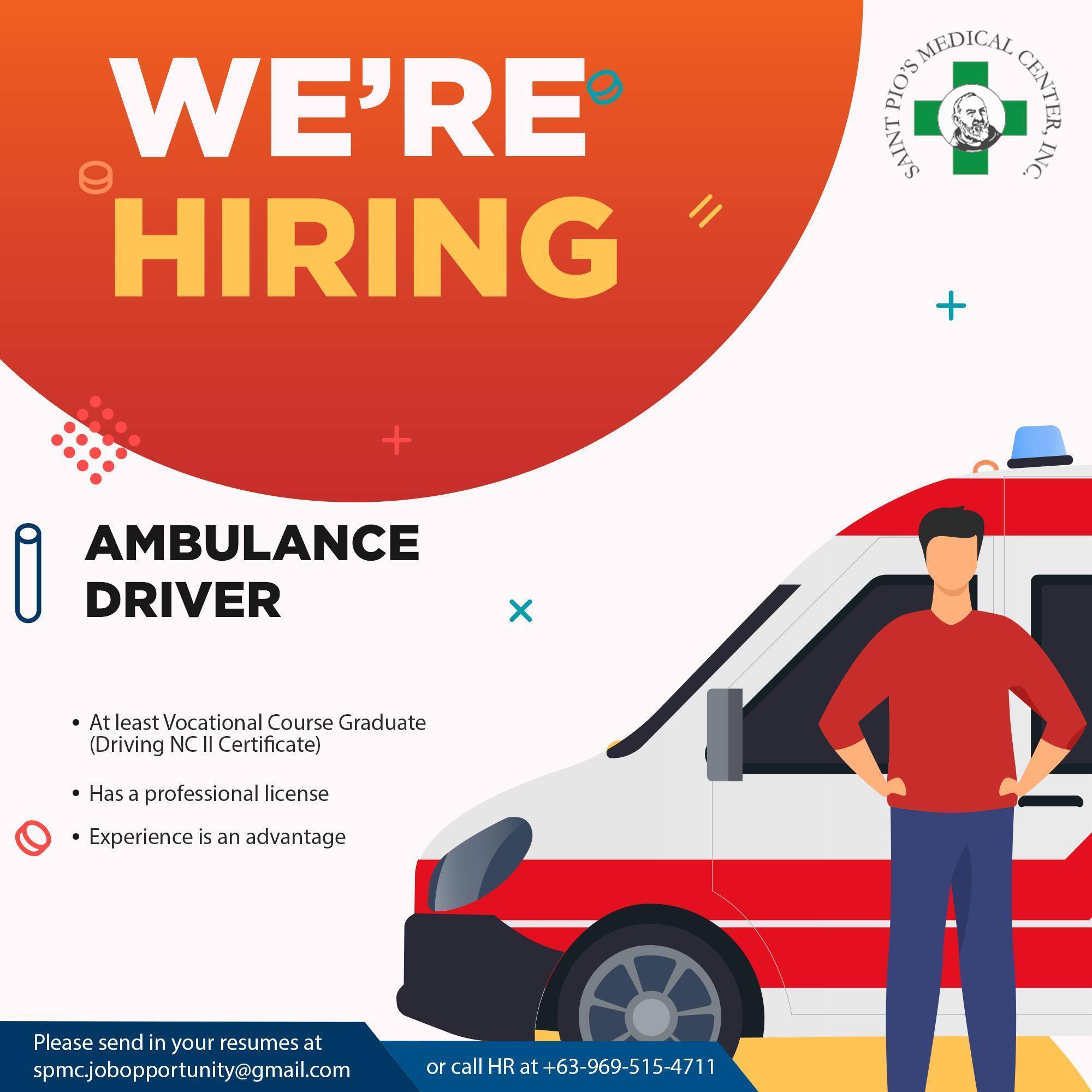 Saint - 🚑 Join Our Team: Ambulance Driver Wanted at Saint Pio's Medical ...
