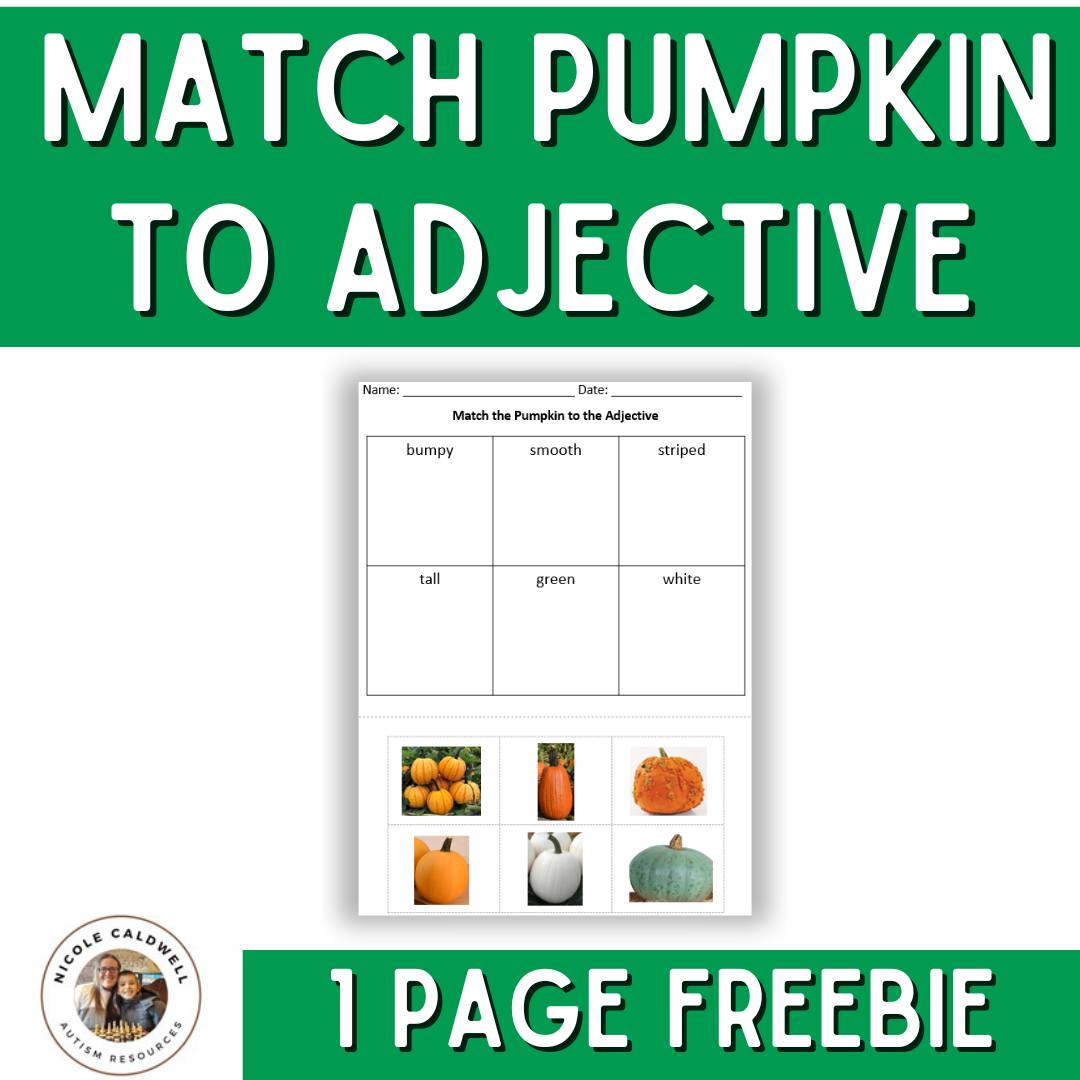 SPED Teacher Discounts | New freebie: match the pumpkin to the ...