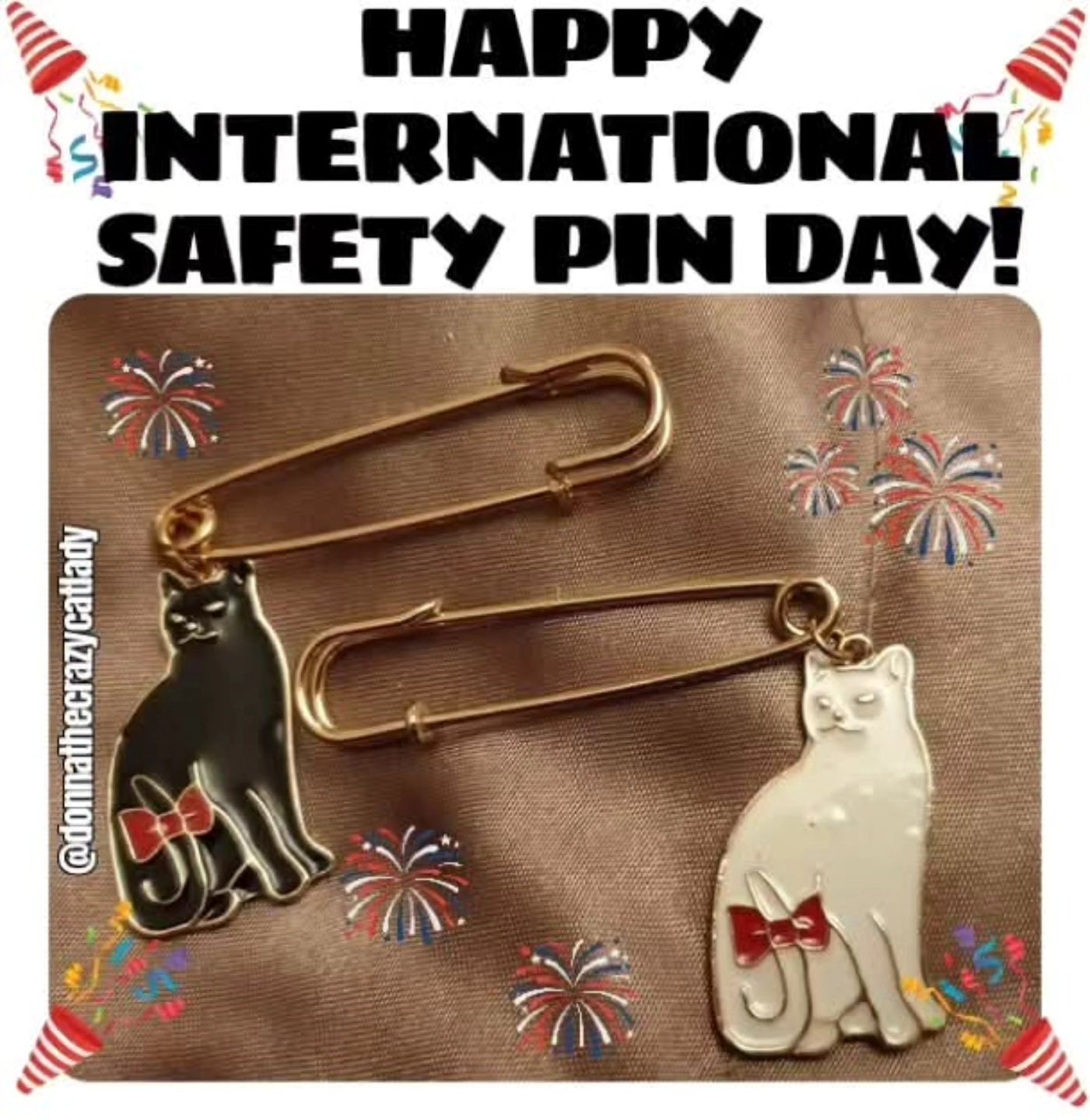 Donna Happy International Safety Pin Day 🎉😻🌏🐈‍⬛🐕🐾🧷😻🎉 We Mark