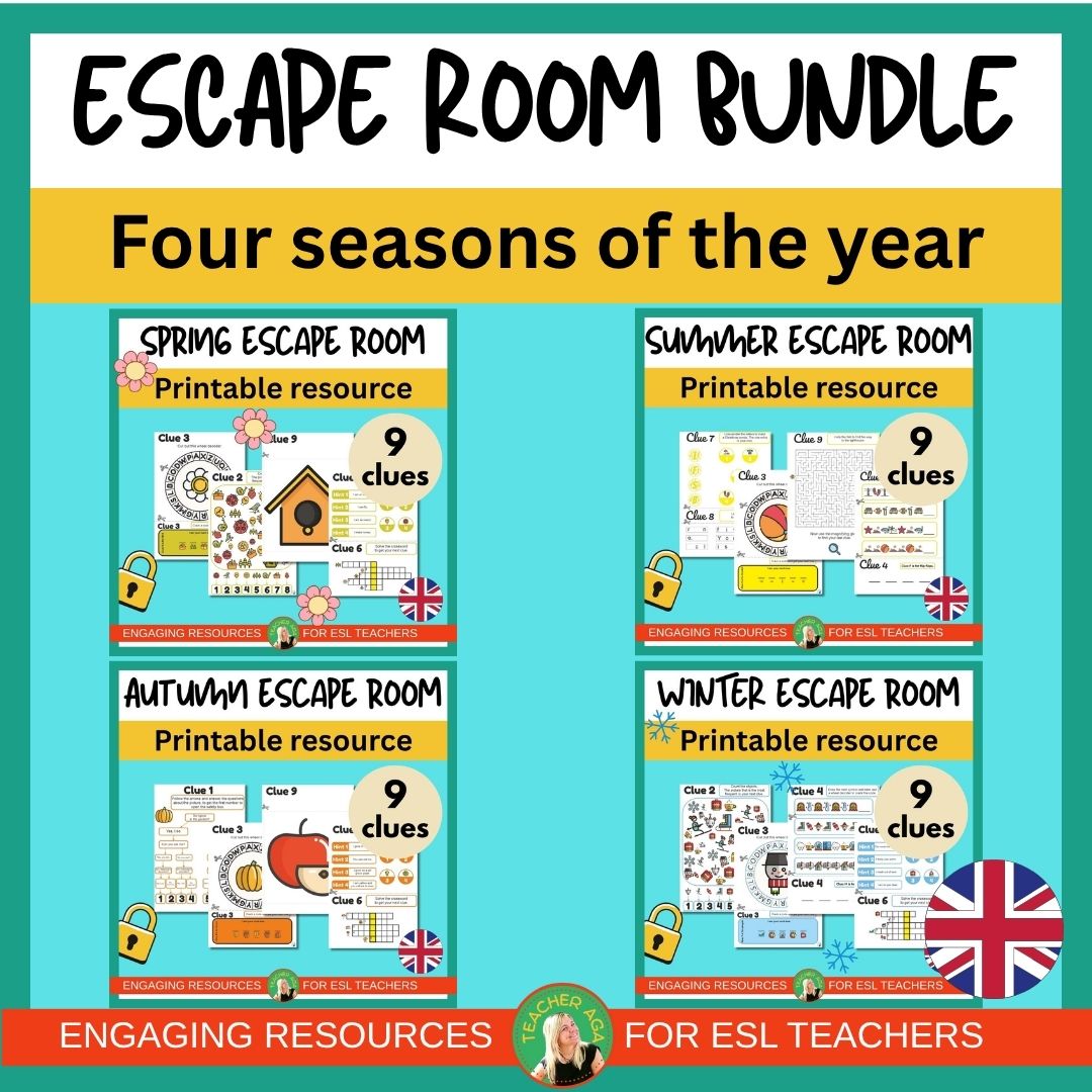 ESL games and activities | 🌸☀️🍁 ️ **4 in 1 Four Seasons Escape Room ...