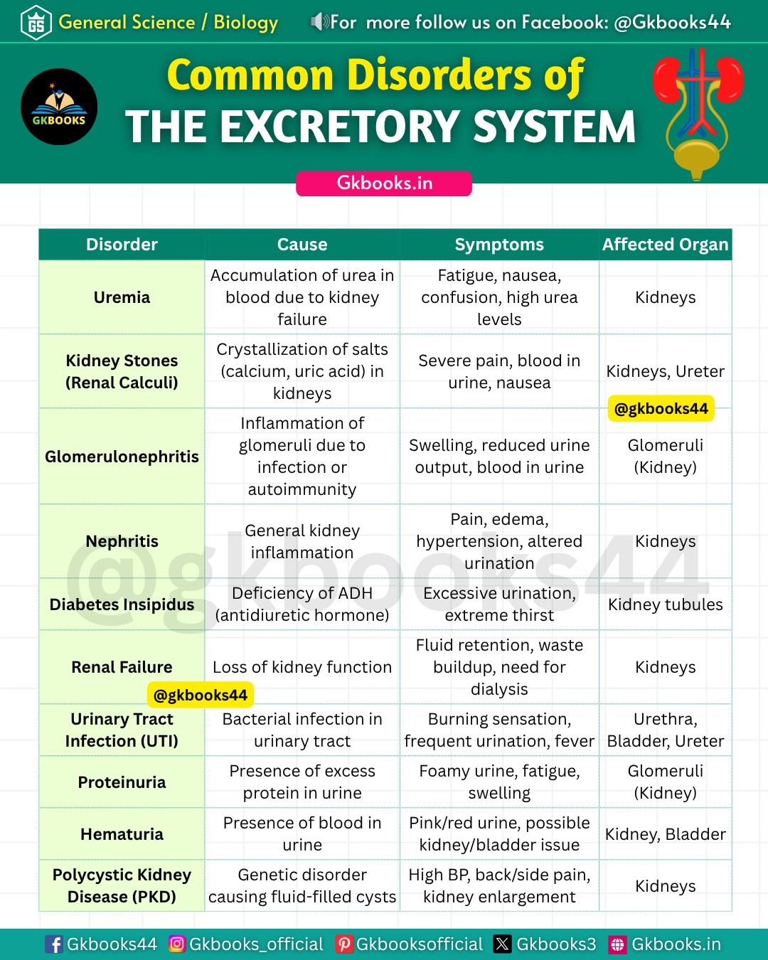 InfoPic - Disorders of the Excretory System | Important for NEET, SSC ...