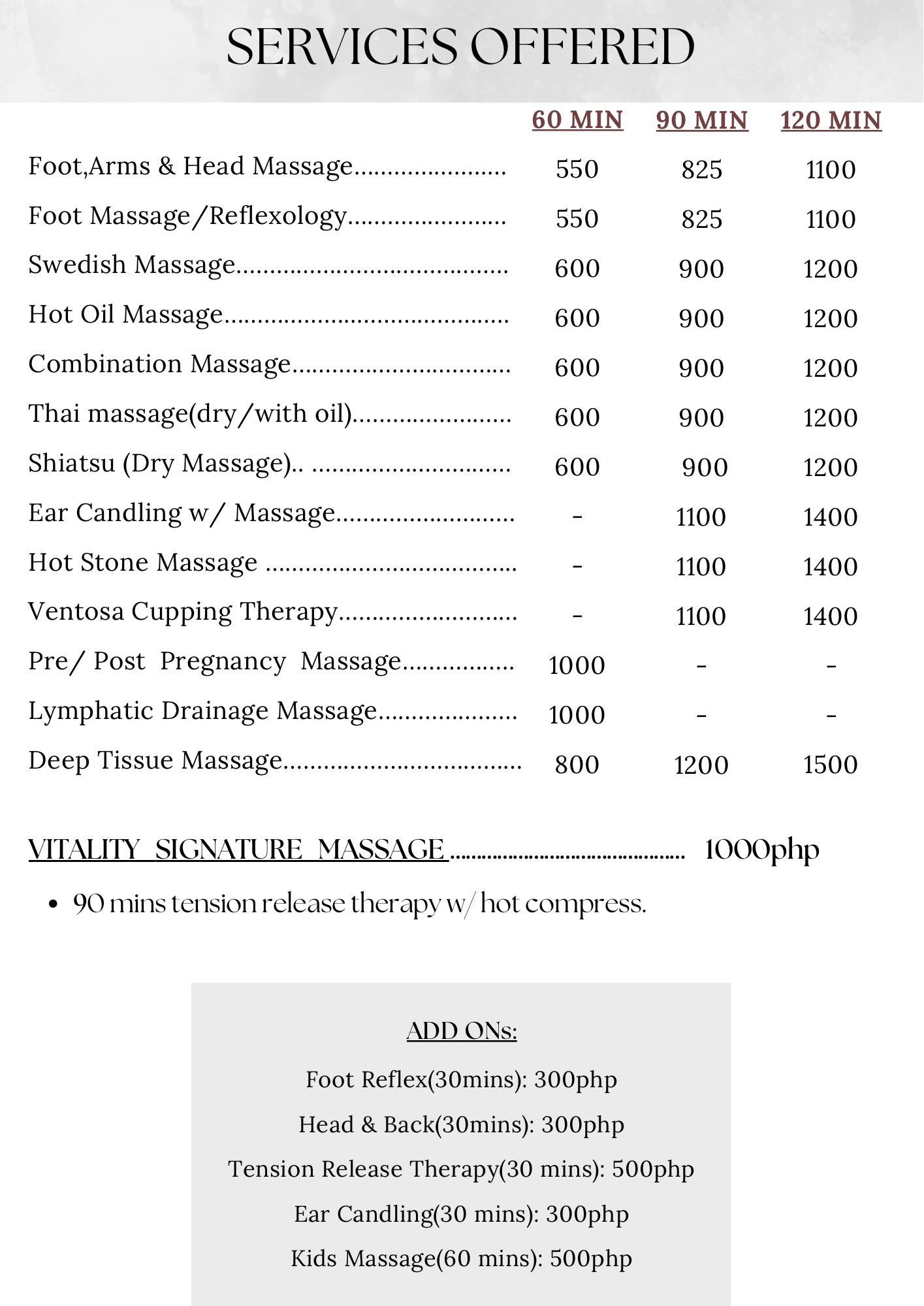 Vitality Massage Spa Pasig 0850