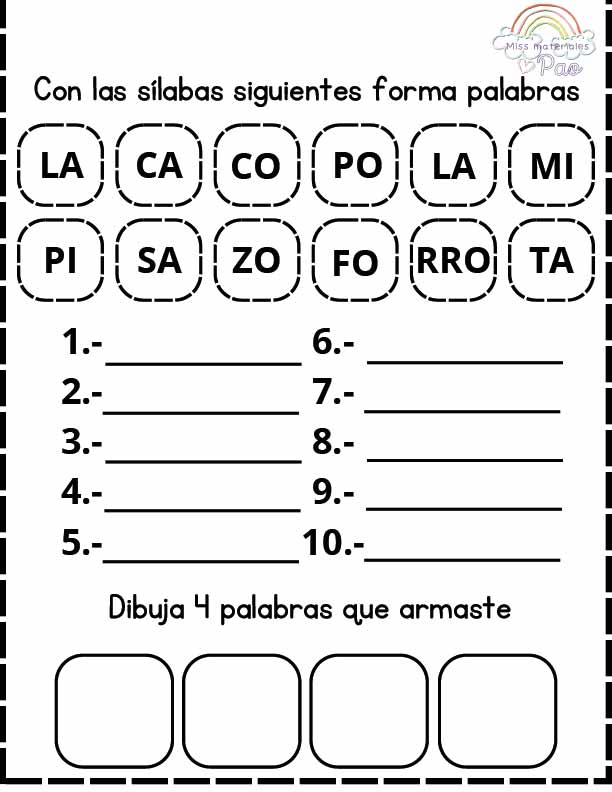 Actividad para formar palabras... - Material para Maestros | Facebook