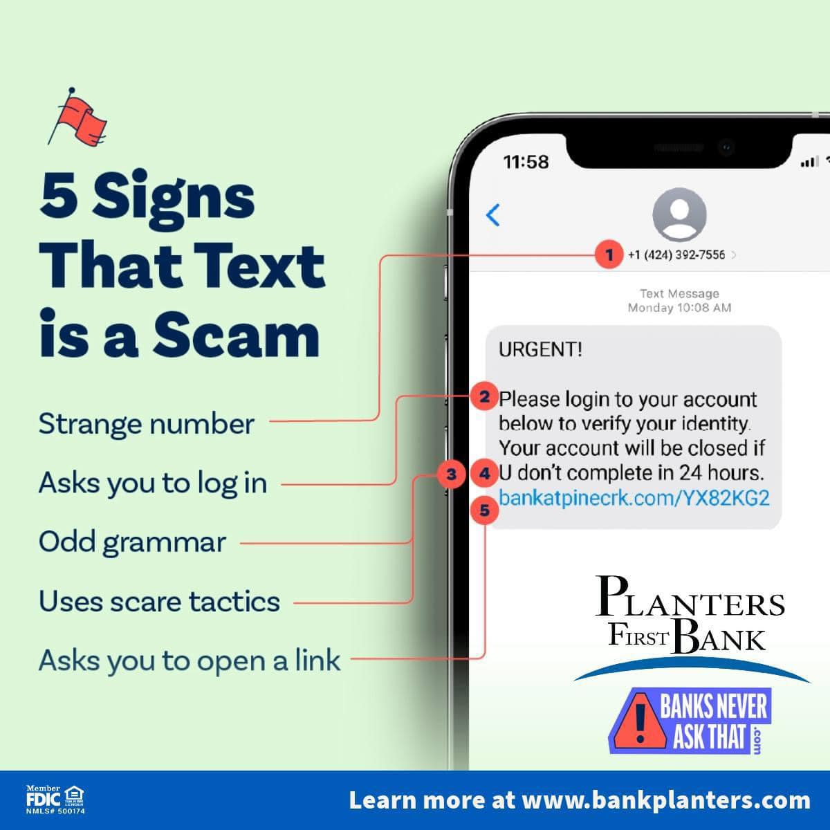 Did You Know That Fake Bank Messages Planters First Bank 0924