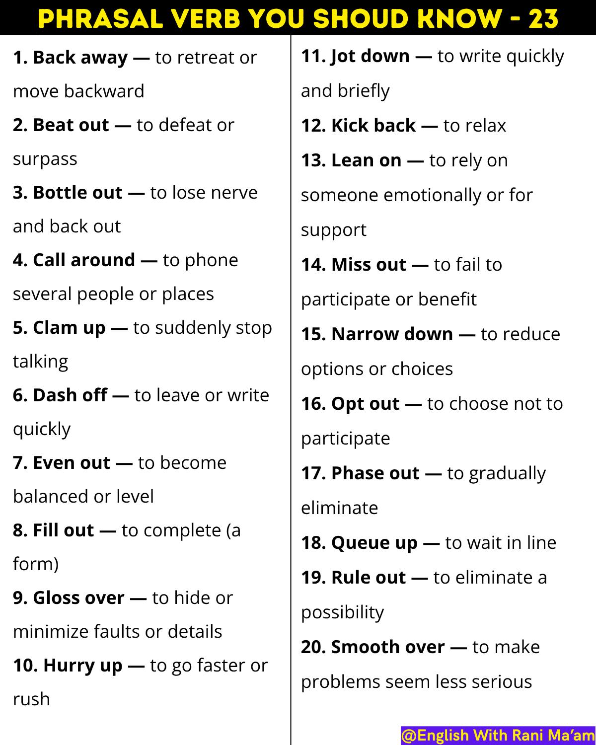 English - Phrasal Verb you should know - 23 | English With Rani Ma'am # ...