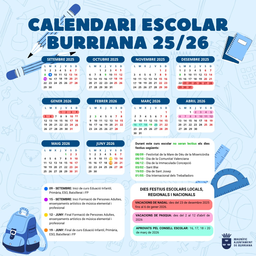 Ajuntament - 🏫 CALENDARIO ESCOLAR CURSO 2025/2026 ️ Presentamos el ...