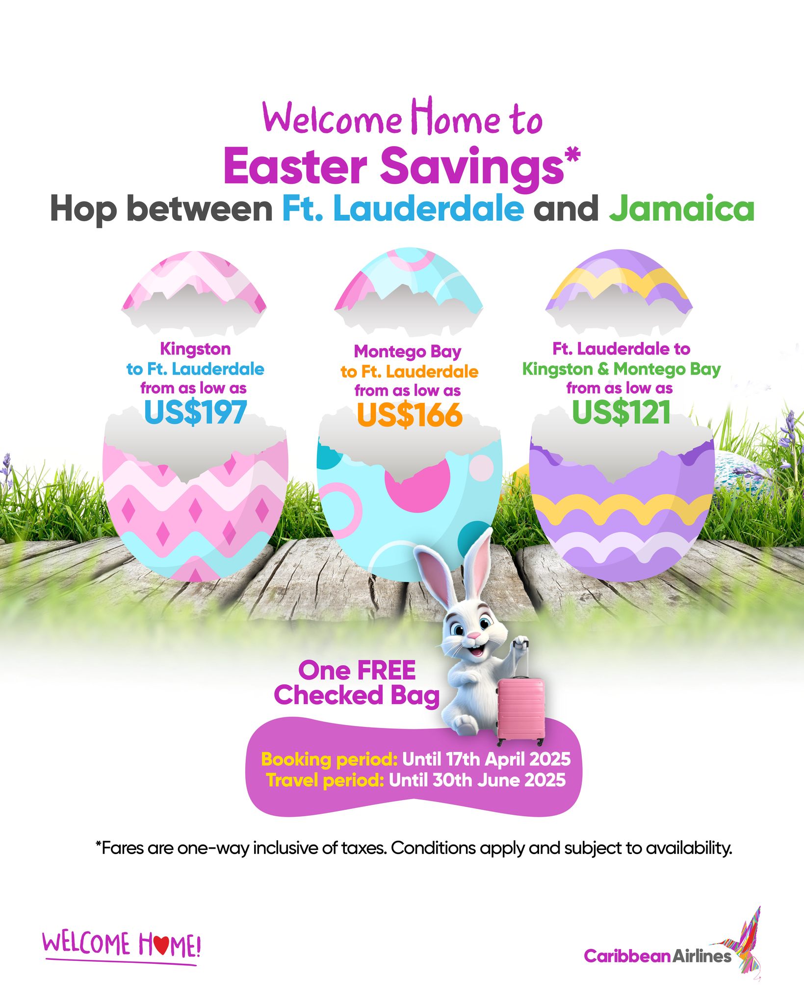 Caribbean Airlines - Welcome Home to Easter Savings! 🐣 Hop between Ft ...
