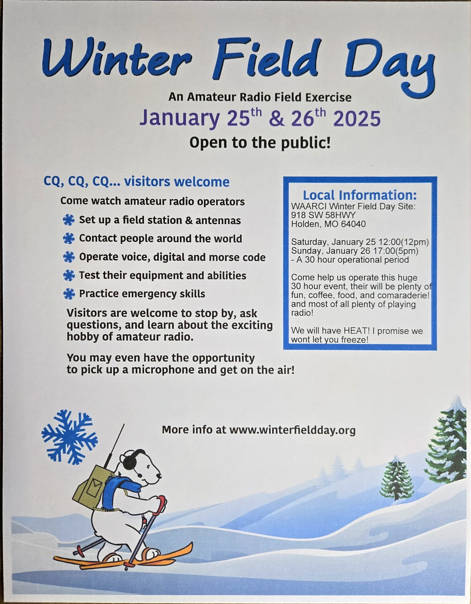 WAARCI Winter Field Day 2025
