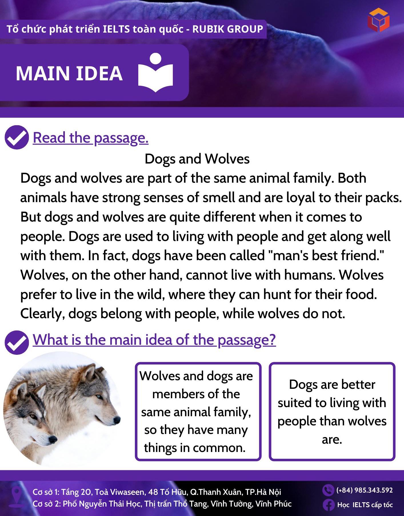 IELTS 4teens - IELTS READING STRATEGIES Main Ideas. Dogs...