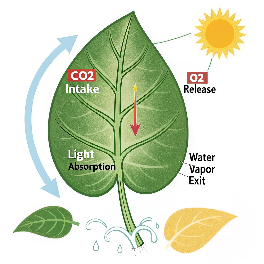 Agro - 🍃🌞 LA HOJA: FOTOSÍNTESIS Y TRANSPIRACIÓN 🌱💧 Las hojas son como ...