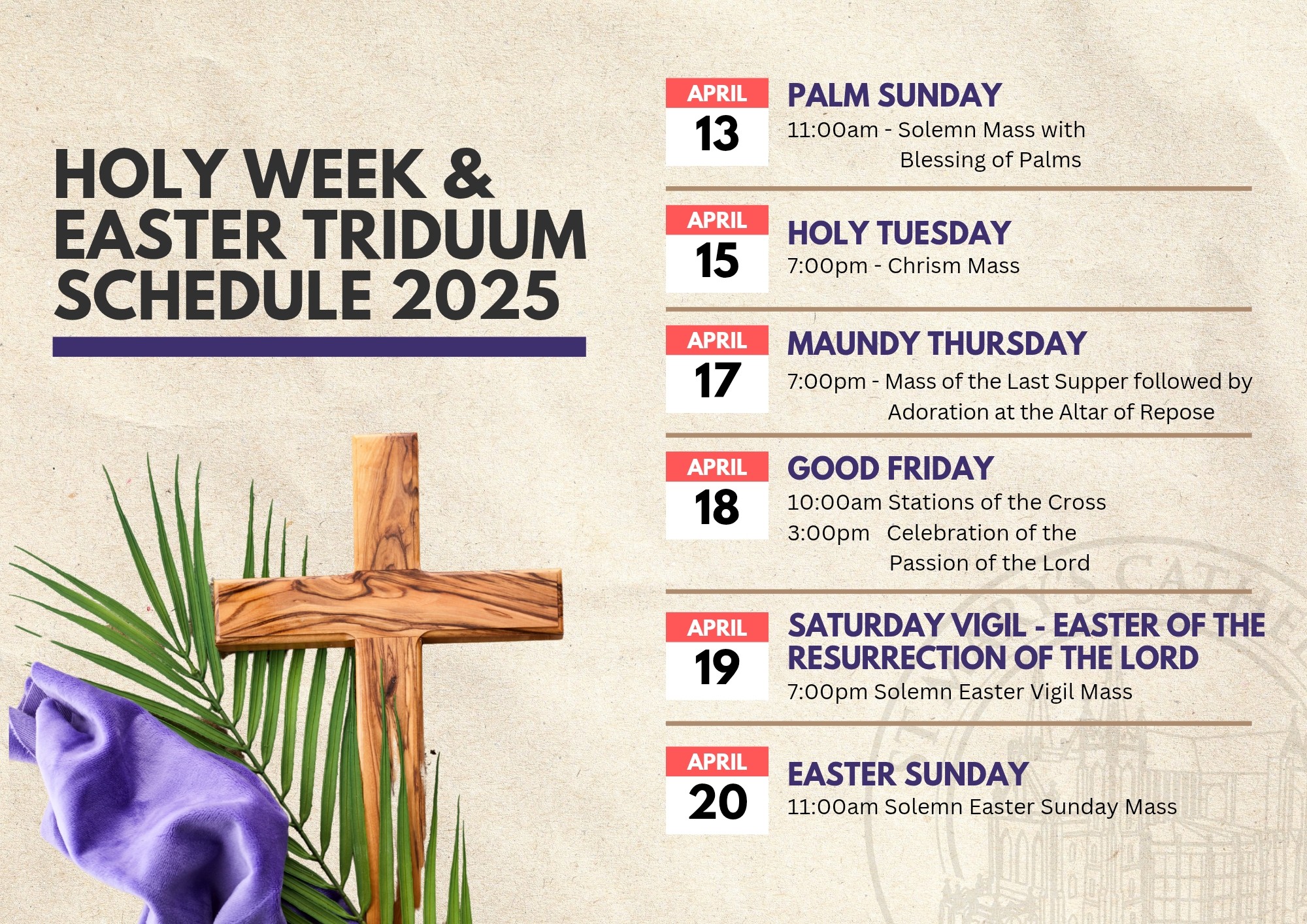 St - 🌿 Save the Date – Holy Week & Easter Triduum 🌿 As we approach the ...