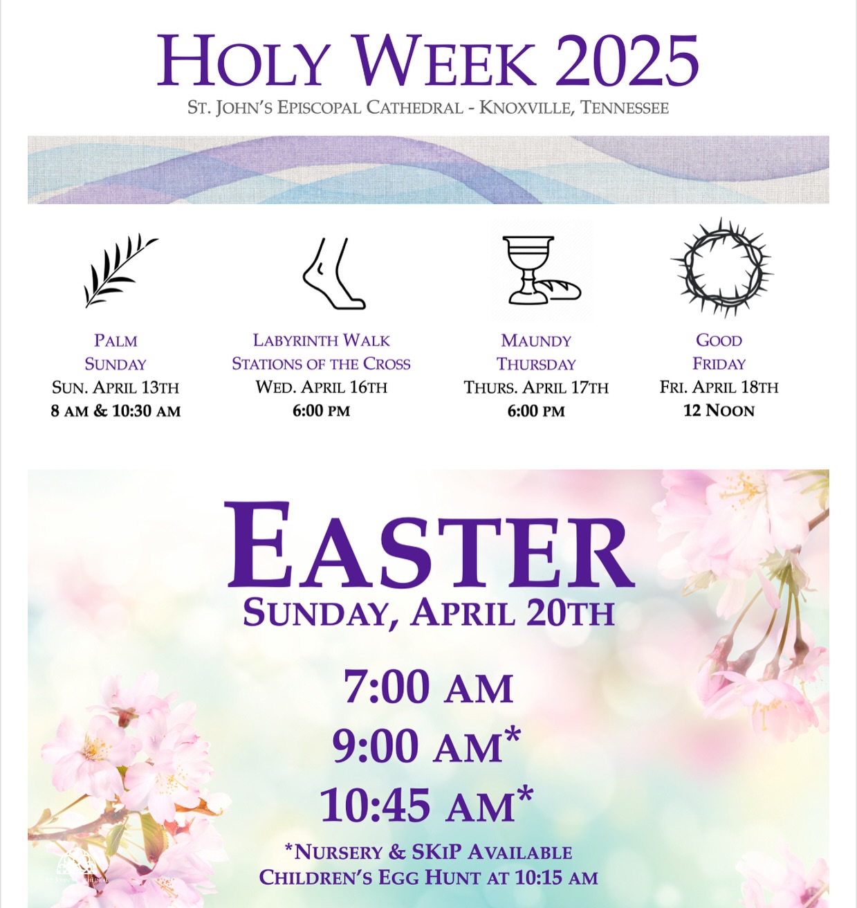 St. - Holy Week 2025 Schedule. We’ll see you soon! #sjcknox #HolyWeek ...
