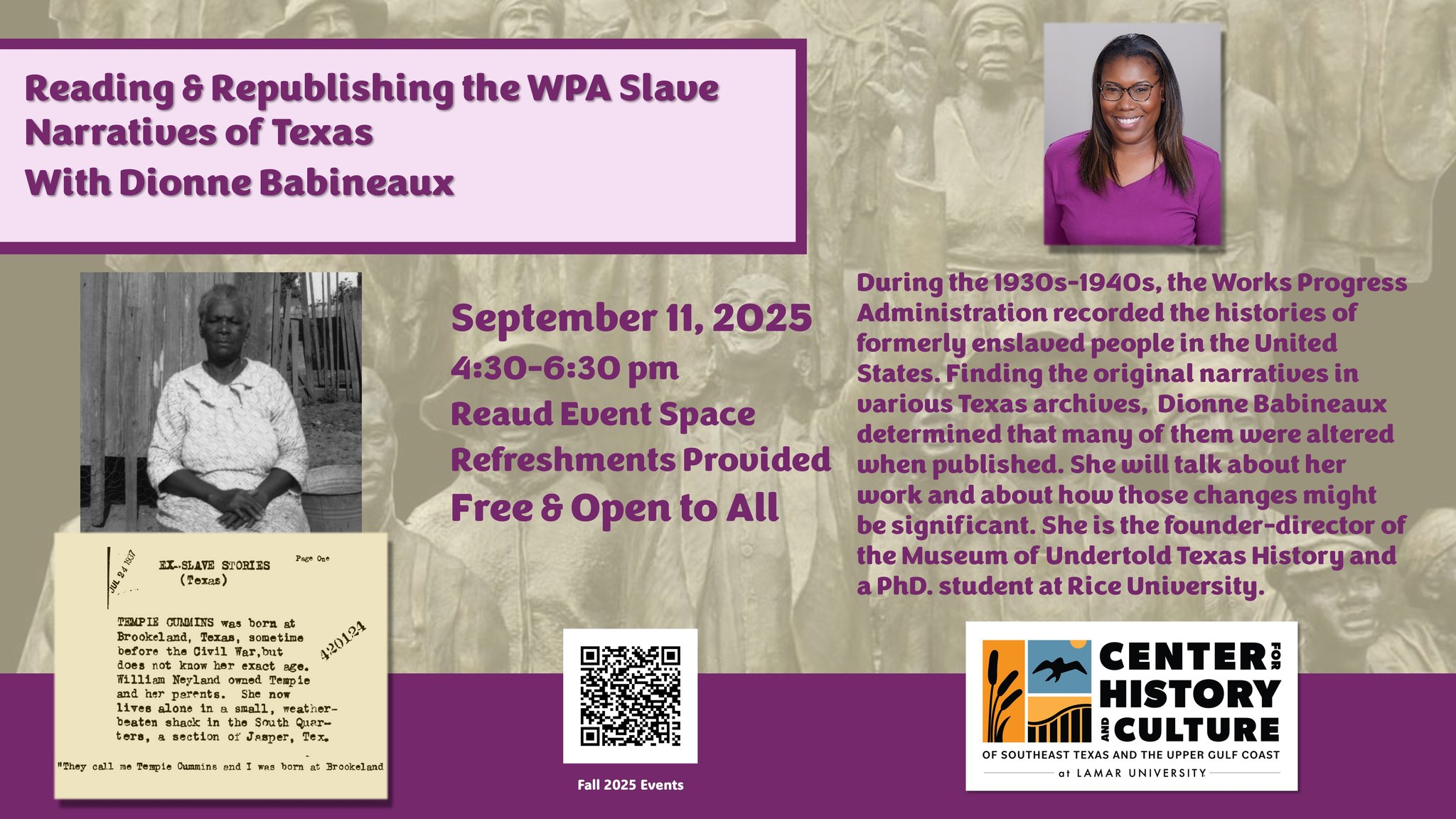 Center - Join us for "Reading and Republishing the WPA Slave Narratives ...