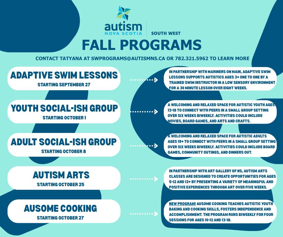 🍂 Fall Program... - South West Chapter of Autism Nova Scotia | Facebook