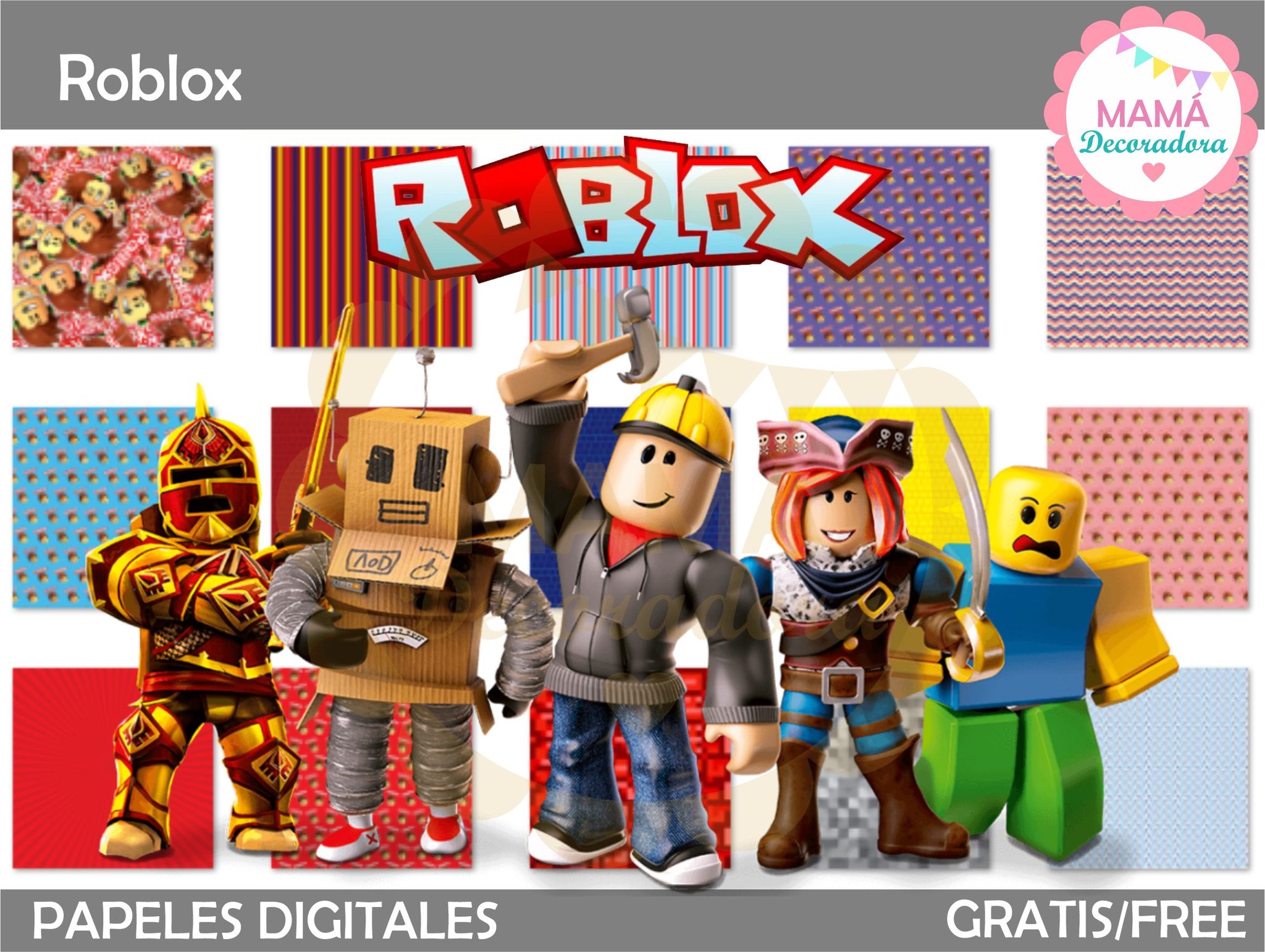 Mamá 🎁papeles Digitales Gratis De Roblox🥳 Diseños Para Imprimir