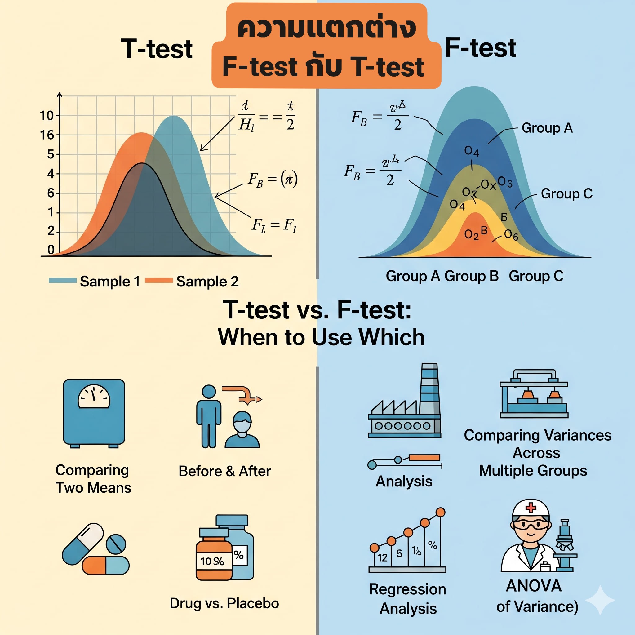 ค่า F Test และ T Test ทำวิจัยจบง่าย เสร็จเร็ว Facebook 2106