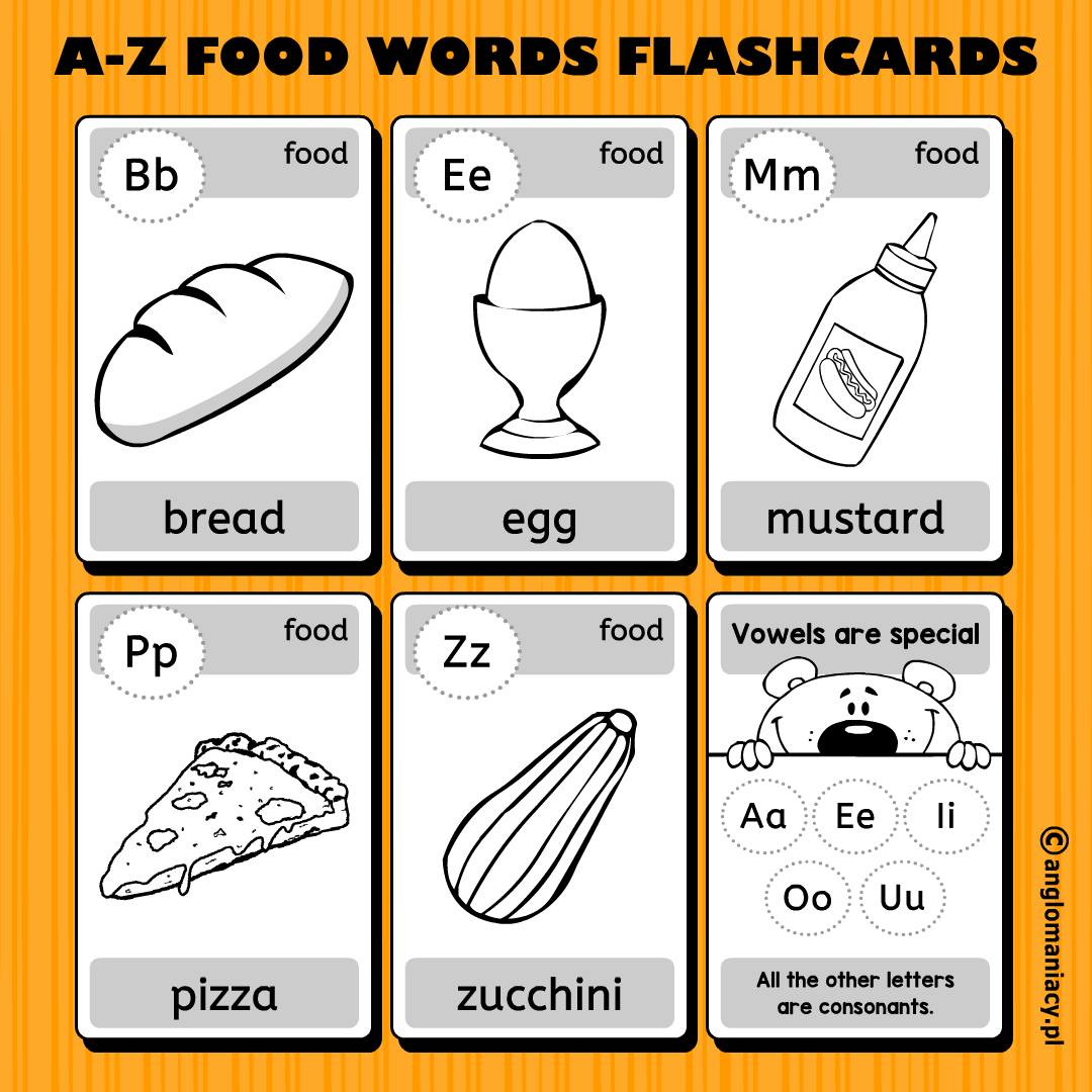 Anglomaniacy - A-Z FOOD FLASHCARDS #food #flashcards 26...