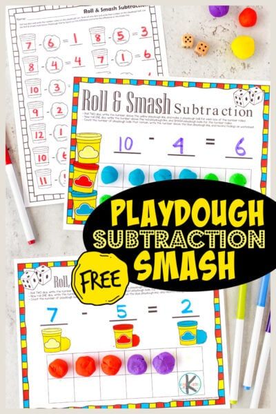 123 - Roll & Smash Subtraction Playdough Activity for Kindergarten ...
