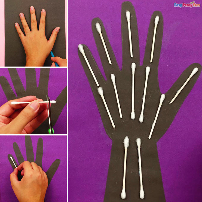 Easy - Handprint Art: Skeleton Hand 🖐💀 #diy #Halloween #kidscrafts # ...
