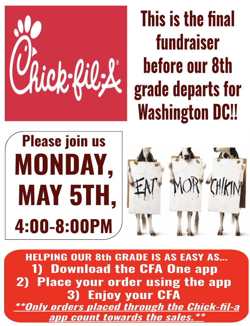 St. - 🍗🐔 It's our FINAL Chick-fil-A Night before our 8th graders head ...