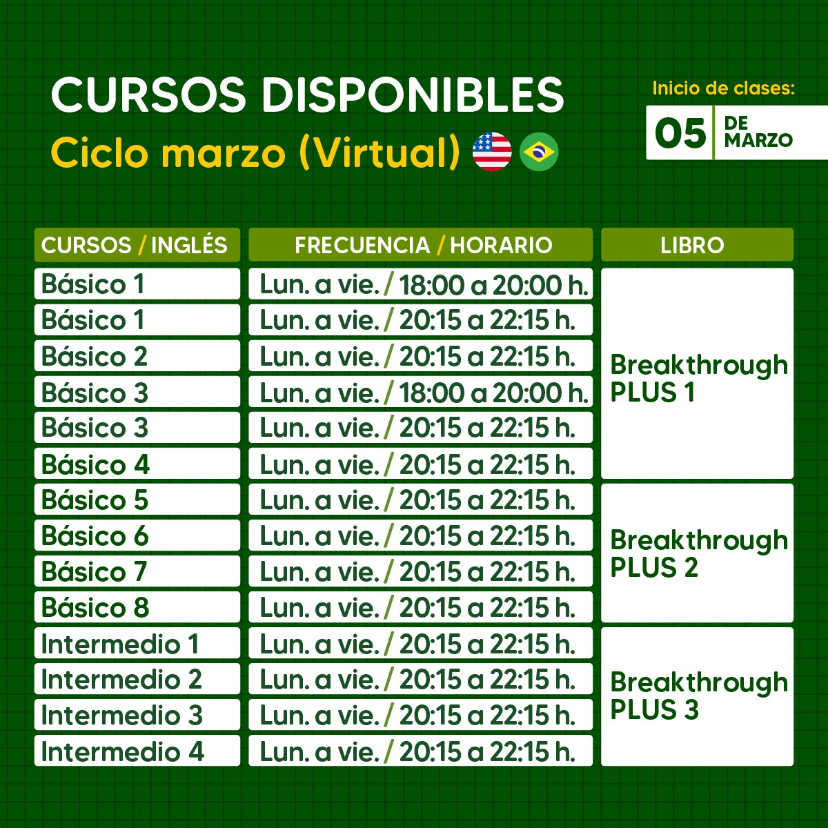 ¡Cursos disponibles para el... - Centro de Idiomas UNALM | Facebook