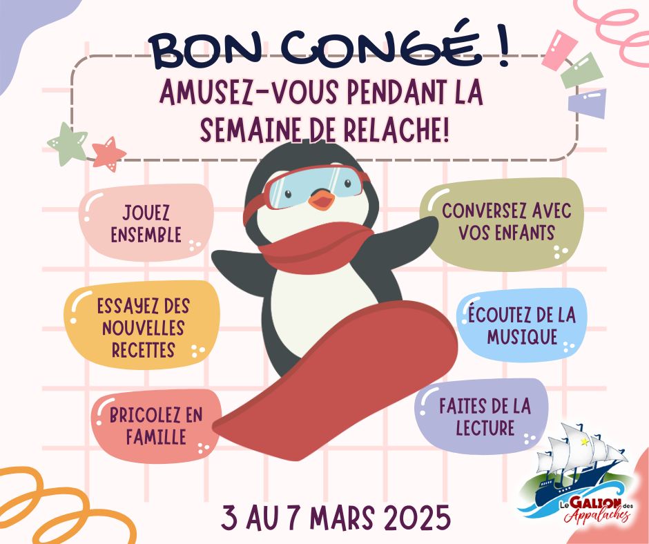 📢Rappel : Congé scolaire du 3... - Le Galion des Appalaches | Facebook
