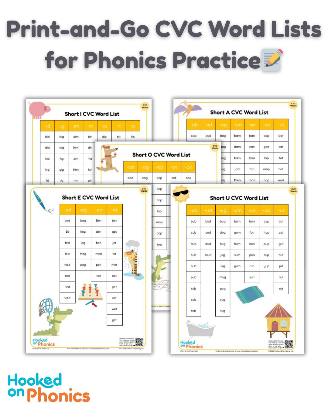 Print-and-Go CVC Word Lists for... - Hooked on Phonics | Facebook