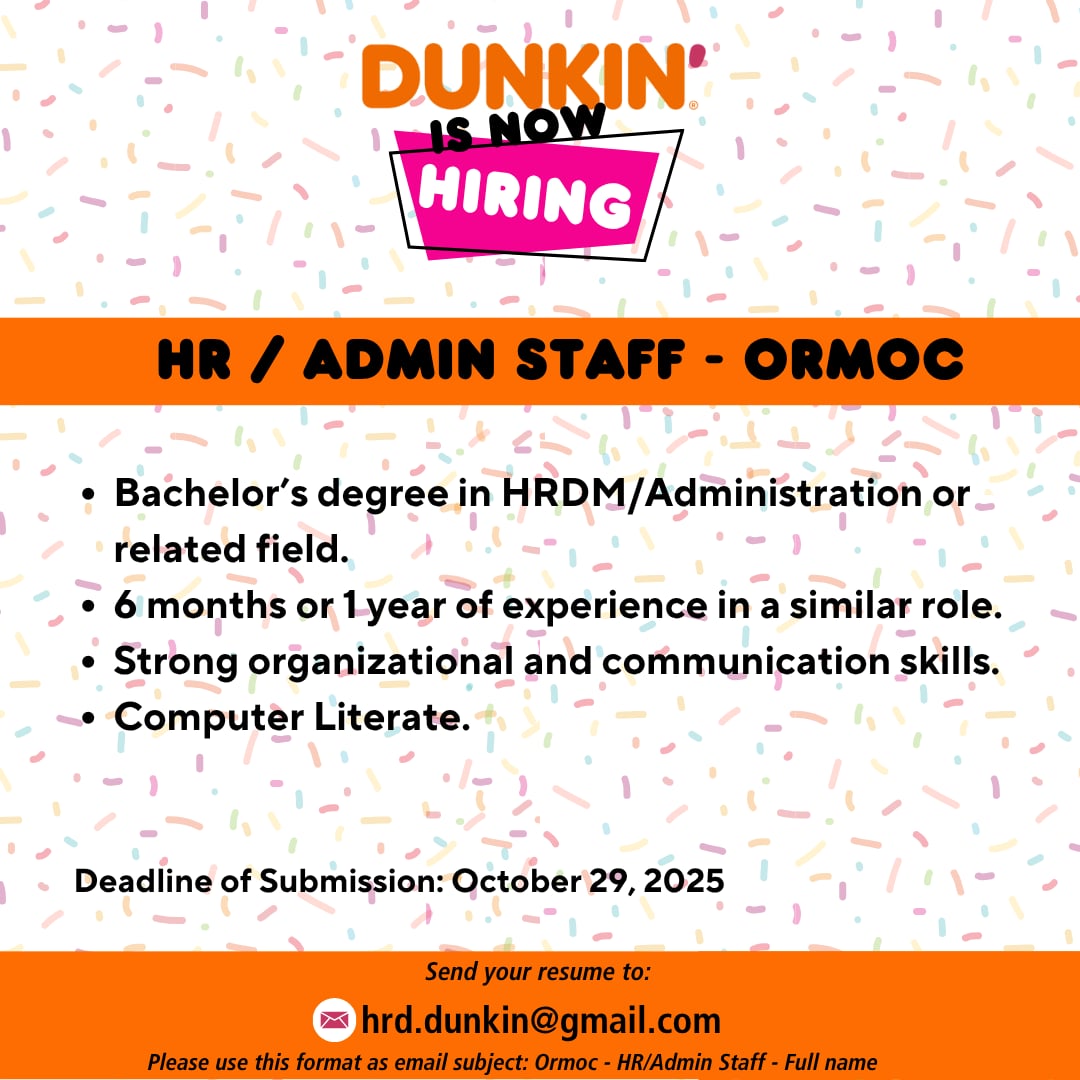 PESO - Attention! Jobseekers!!! 📣📣📣 Dunkin Donuts Drive-Thru Cogon ...