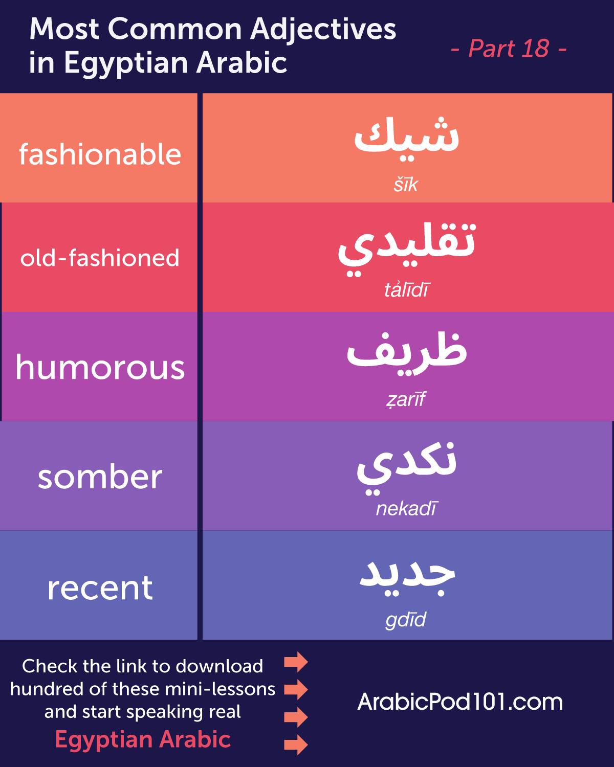 Learn - Most Common Adjectives in Arabic! 🧤 PS: Learn Arabic with the ...