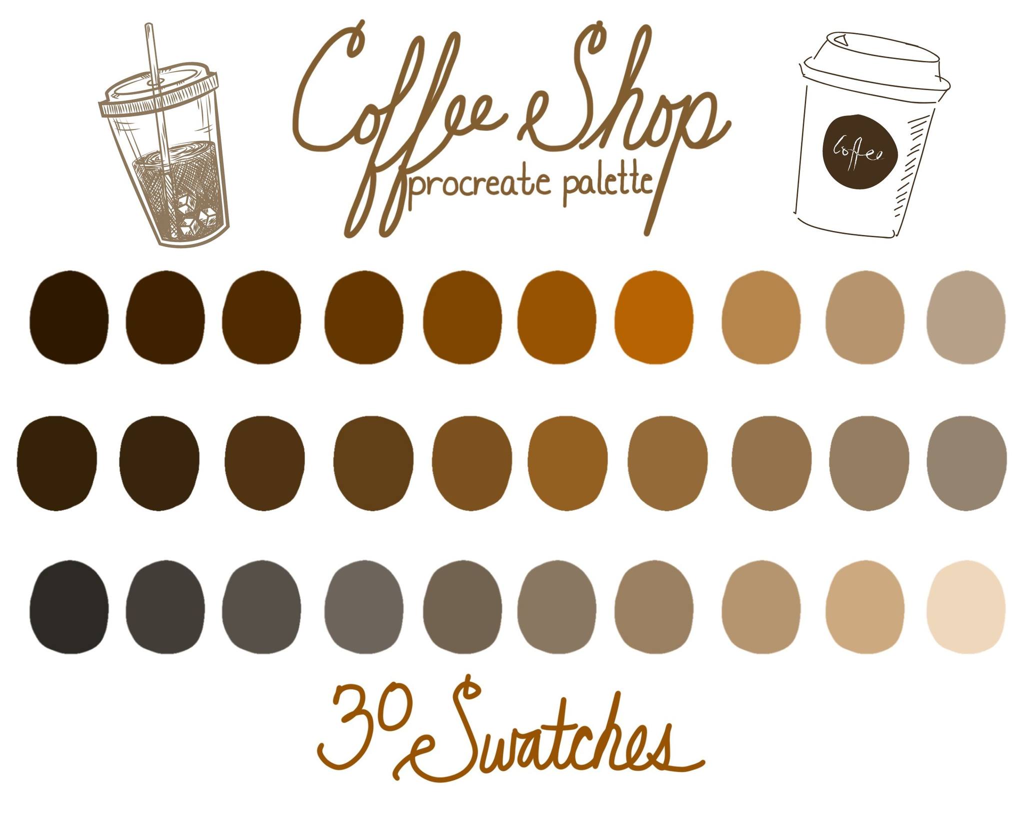 NEW! Coffee Shop Procreate Palette... - Jennstemplateshop
