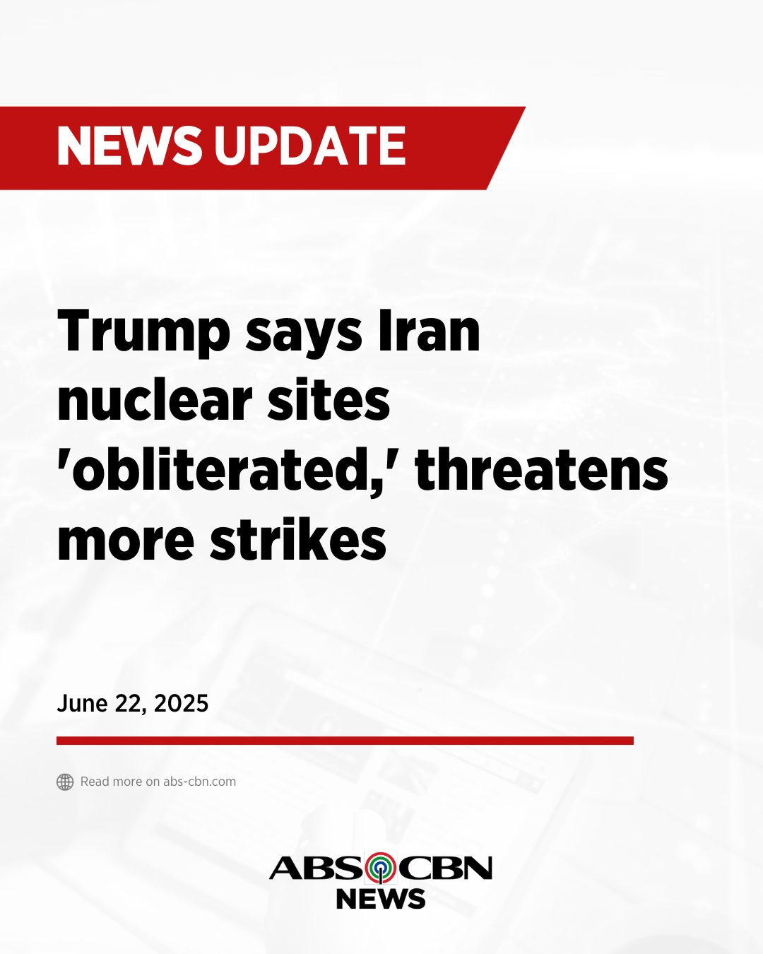 Abs Cbn Us President Donald Trump Says Iran Nuclear Sites 2572