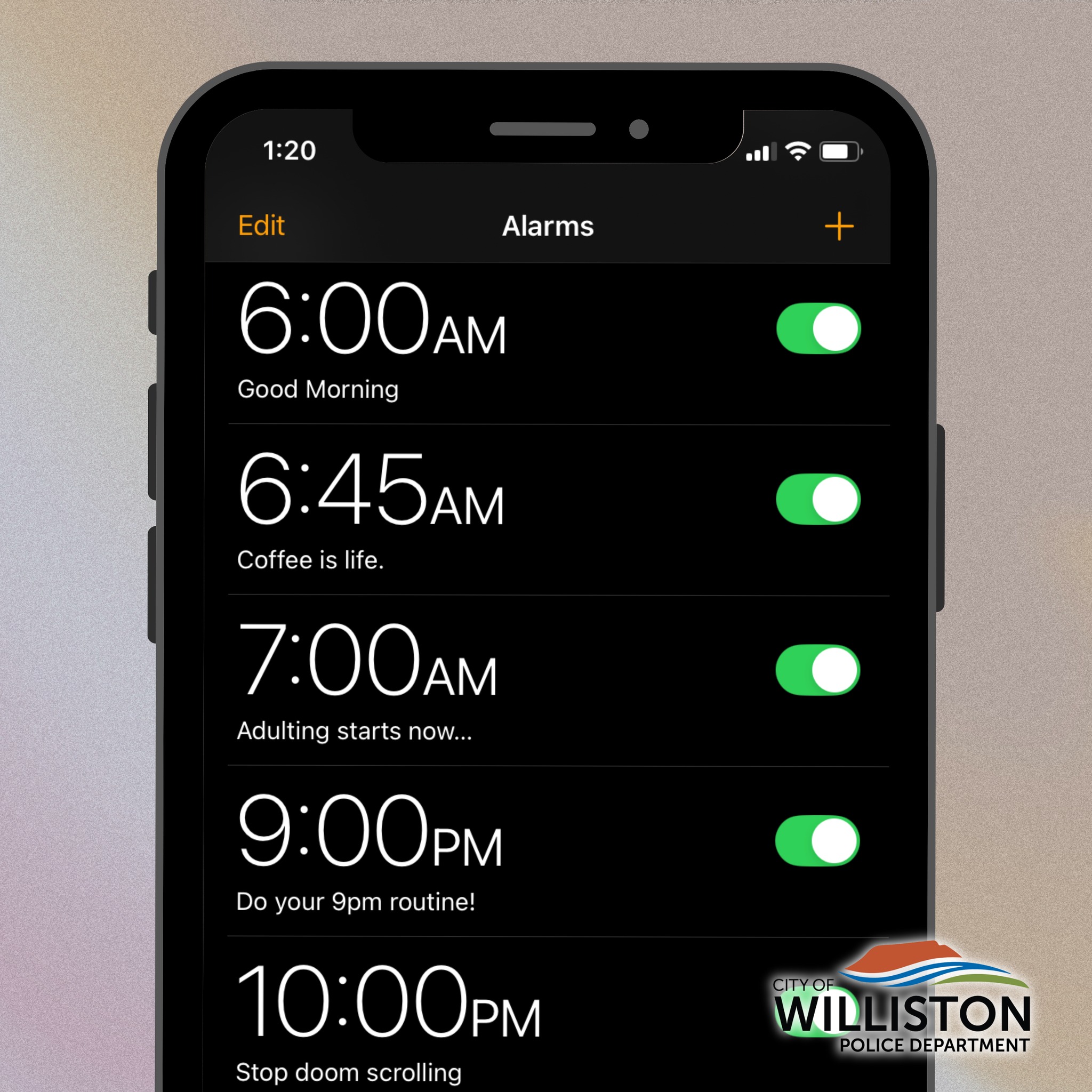 Set Alarm For 1 20