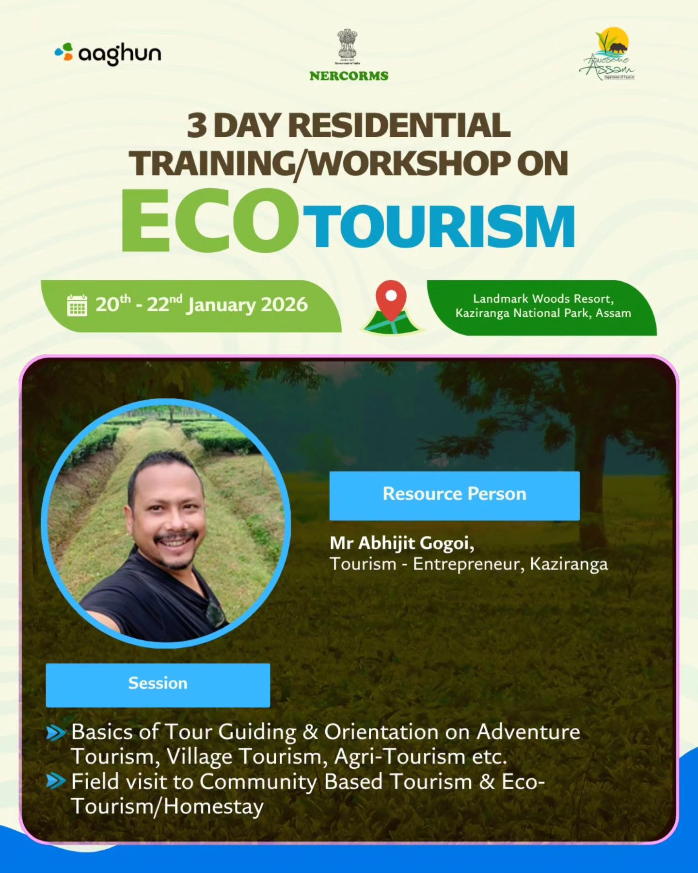 A 3-day residential training on Eco-Tourism will be held from 20th to ...
