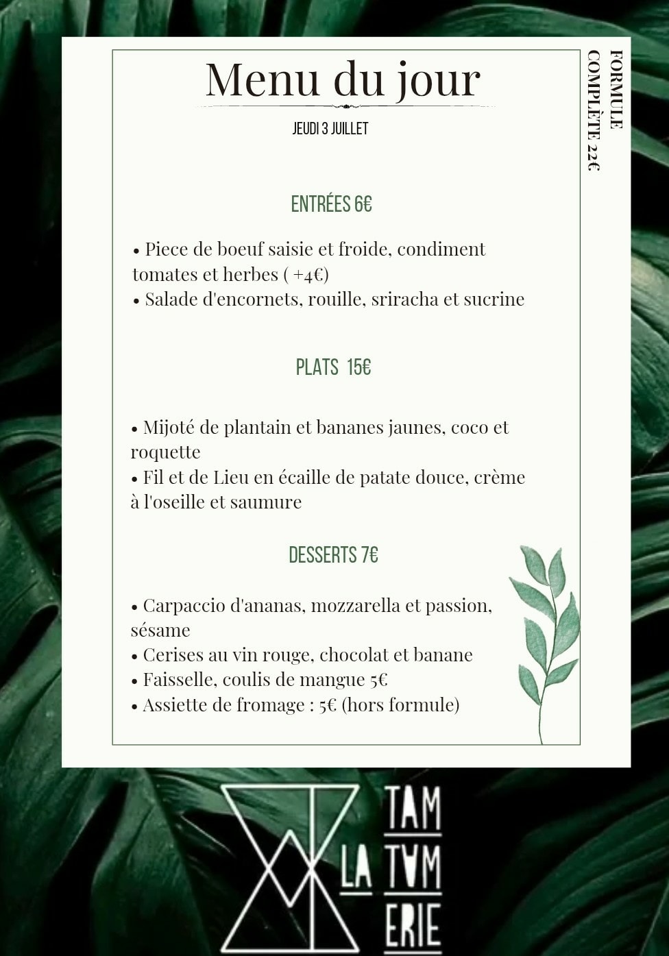 La - Bonjour, voici pour le menu d'aujourd'hui 🤗 Passez une bonne ...