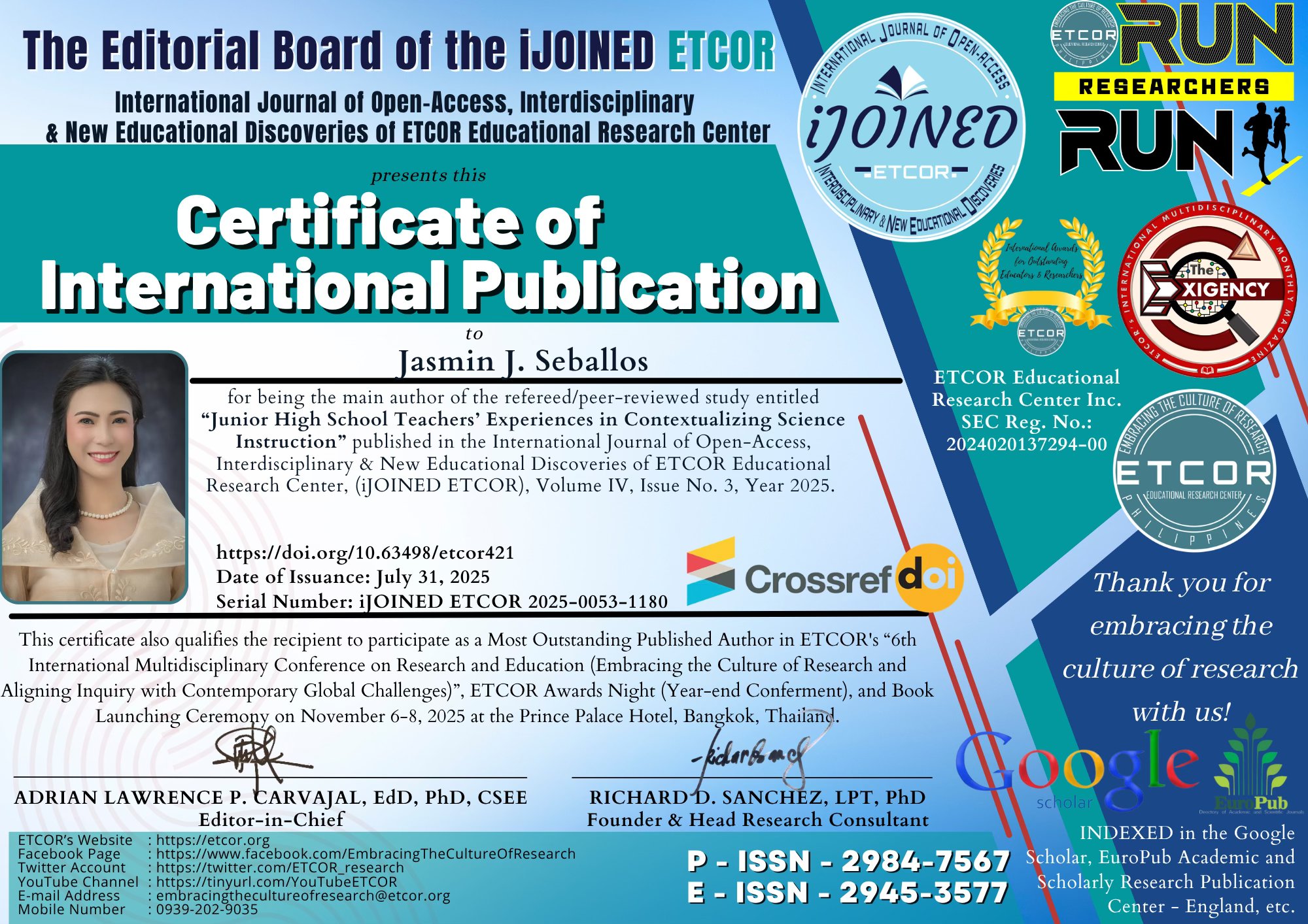 Embracing the Culture of Research - ETCOR Educational Research Center ...