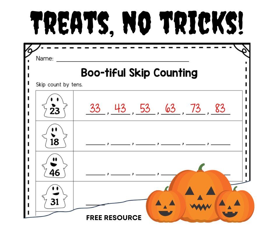 Math - 👻 Give skip-counting a spooky twist! Practicing tens off the ...