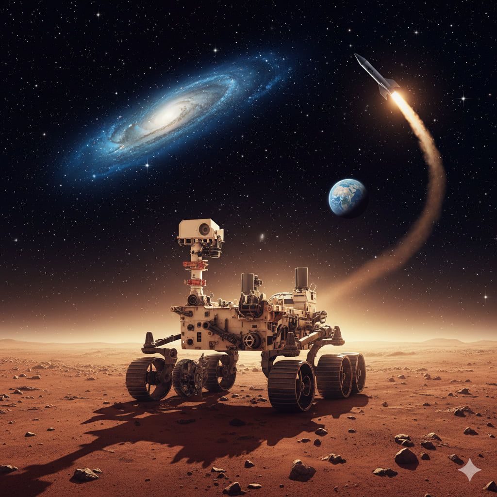 Immersive POV on the surface of Mars, showcasing cracked red soil ...