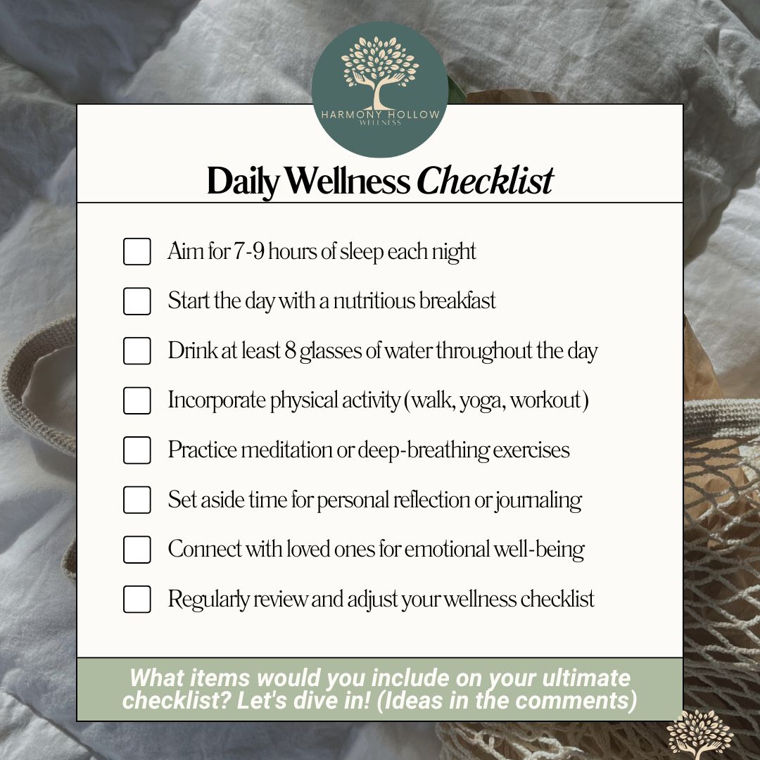Harmony - A daily wellness checklist is important because it provides ...