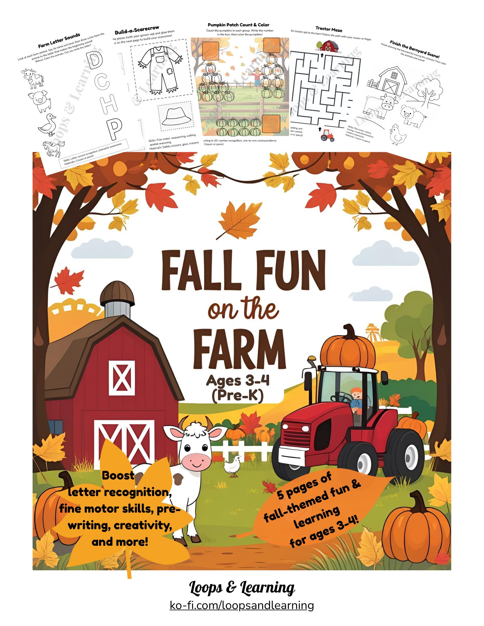 Loops - 🌽🐄 NEW! Pre-K Fall on the Farm Activity Packet 🐖🎃 I’m so ...