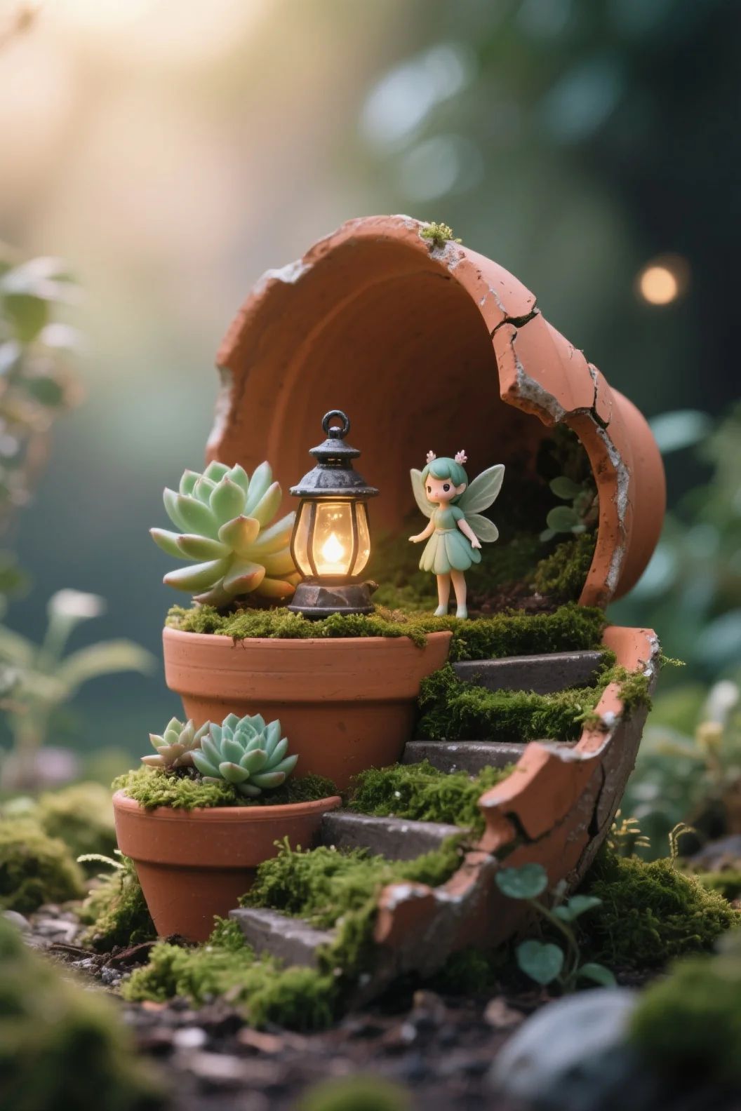 Garden - Broken Pot Fairy Garden 🧚‍♀️ Turn a broken terracotta pot into ...
