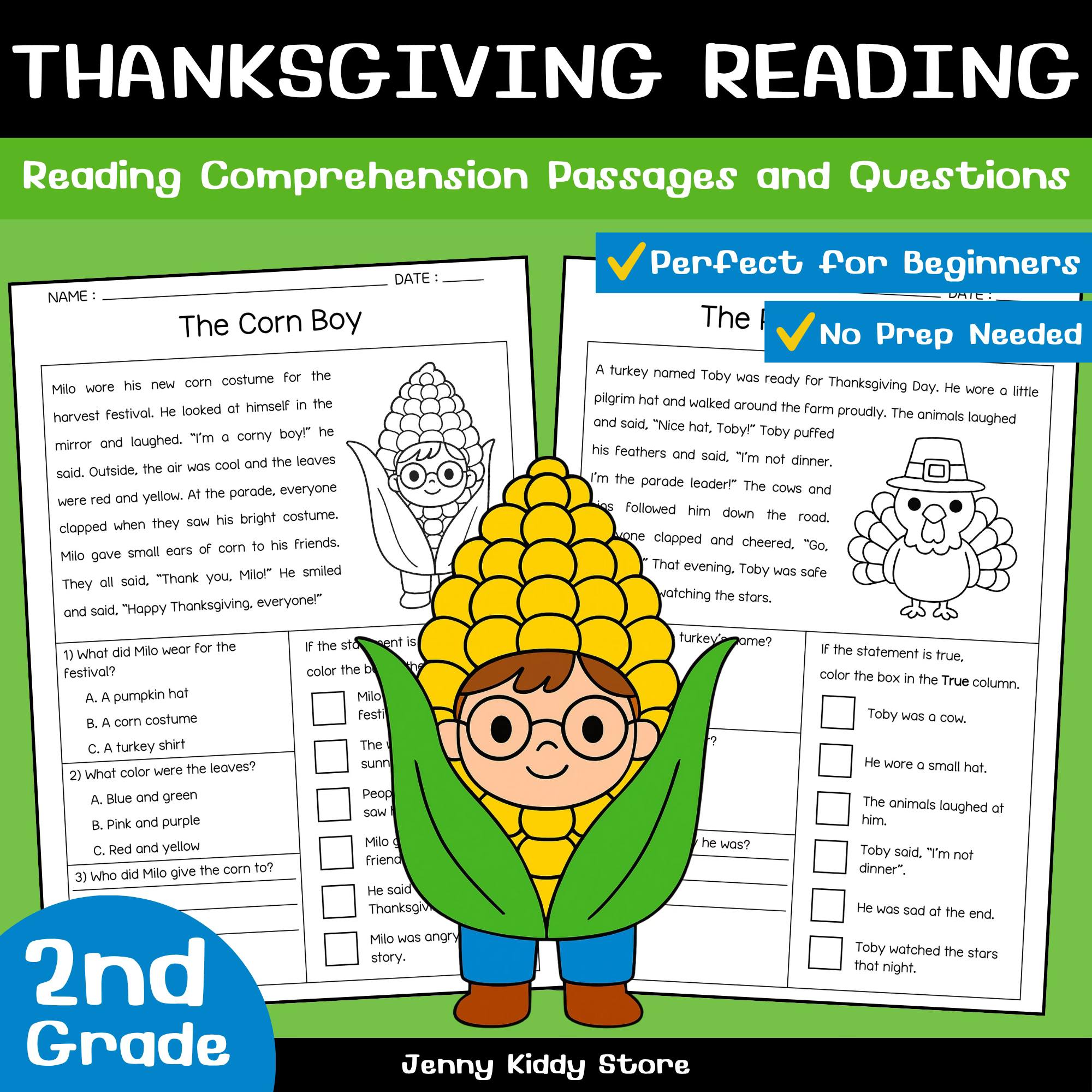 Thanksgiving 2nd Grade Reading... - Jenny Kiddy Store | Facebook