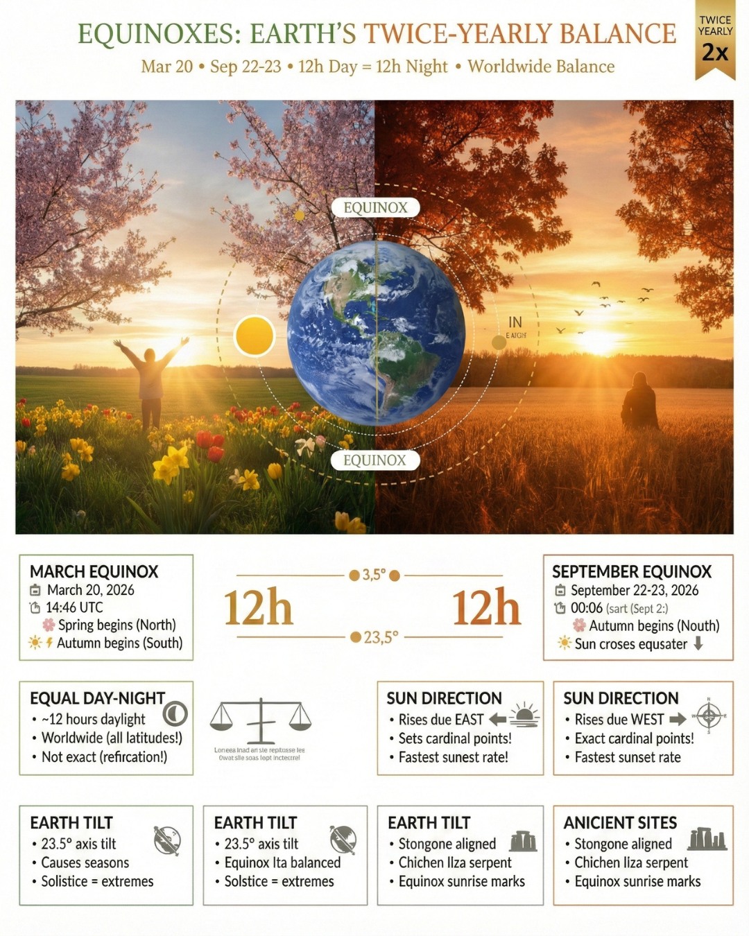 Sky&Earth - EARTH'S TWICE-YEARLY BALANCE ⚖️🌍 Equinoxes:... | Facebook