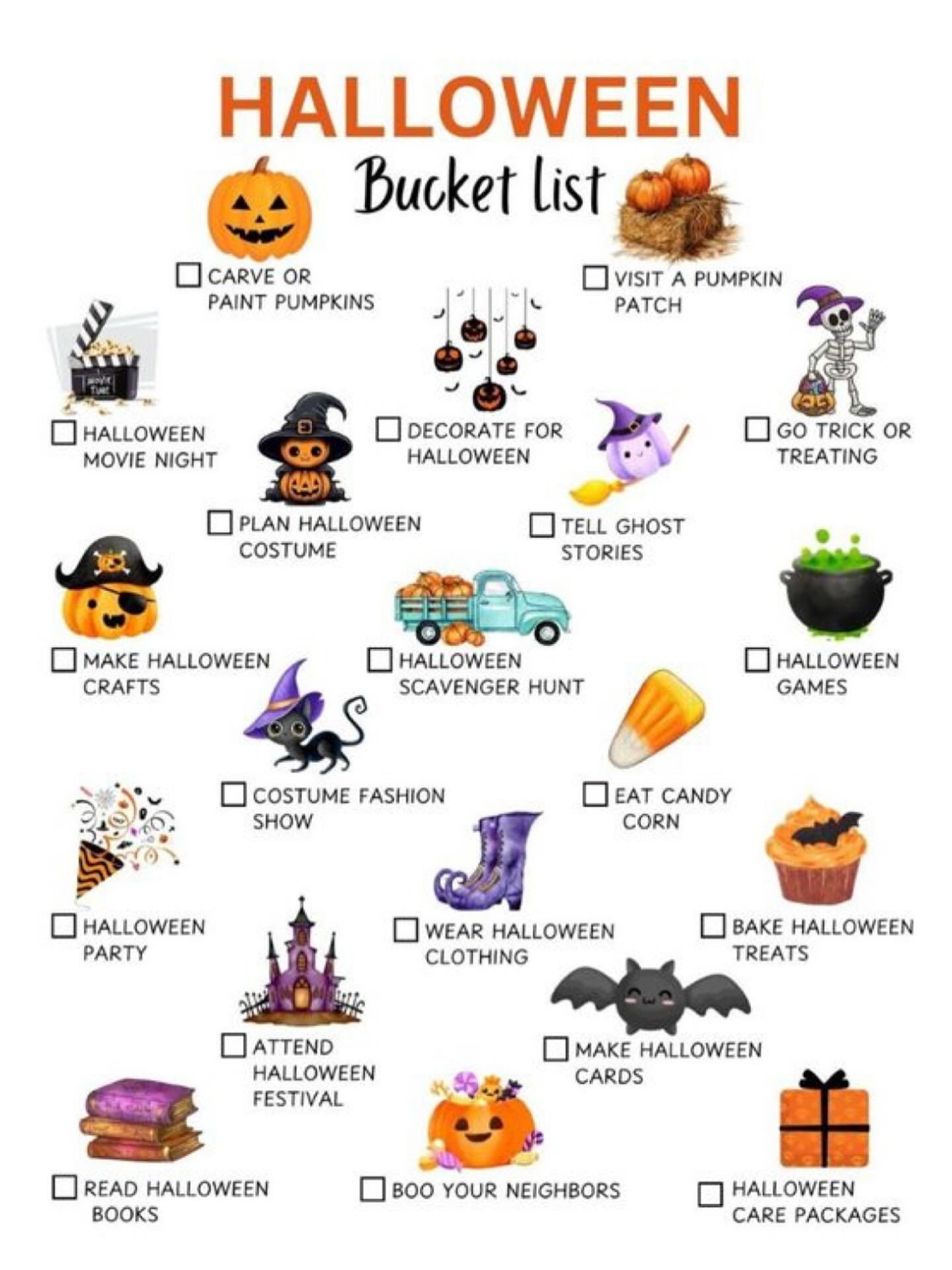 Miss - Halloween bucket list for kiddos! Get into the spooky spirit ...