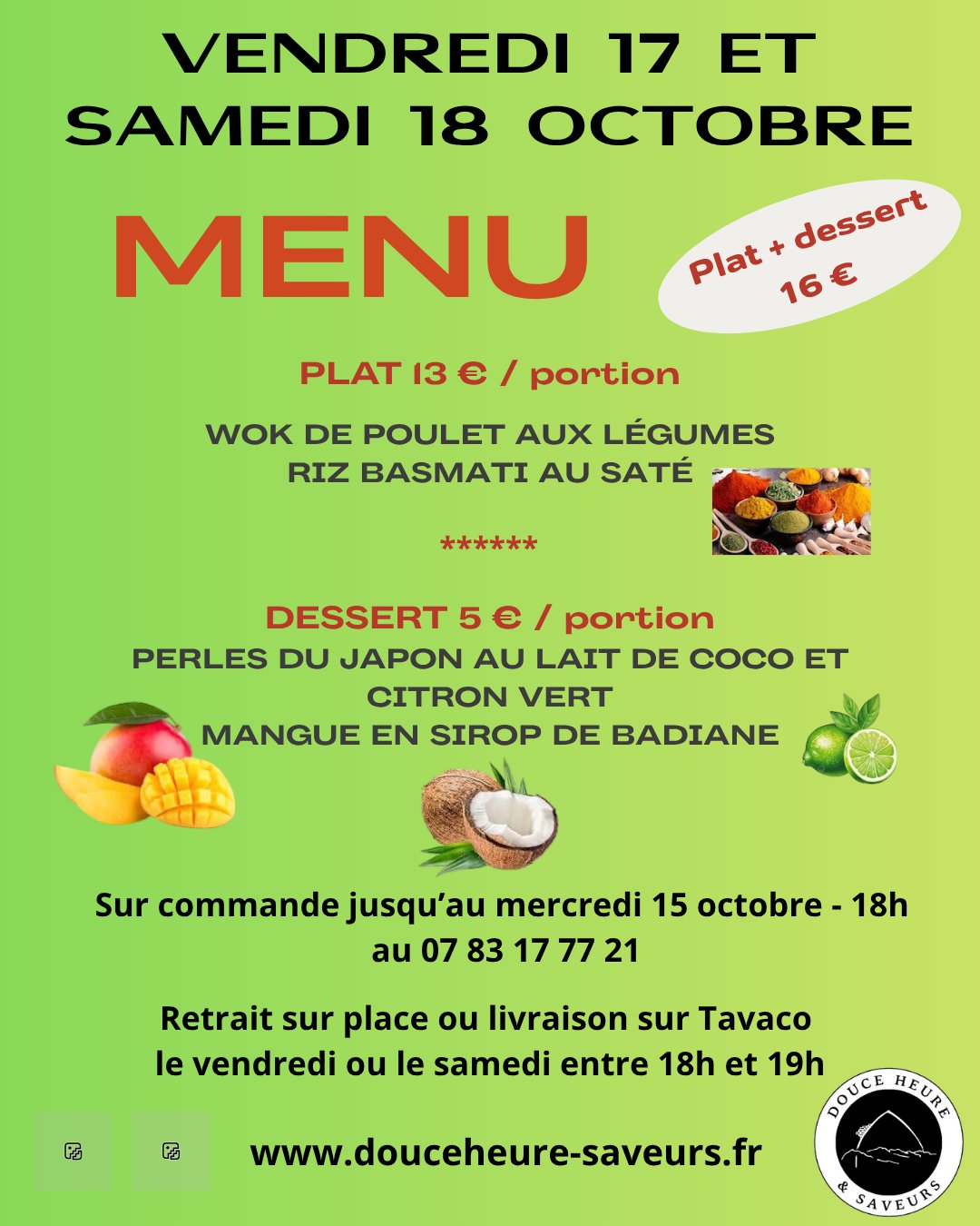 Douce - Cette semaine, Douce Heure & Saveurs vous propose un menu ...