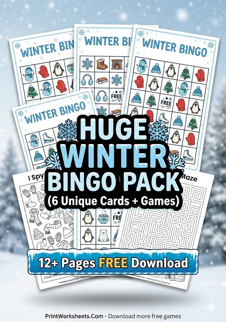 Print - 10+ Free Printable Winter Bingo Cards (6 Unique Boards) Finally ...