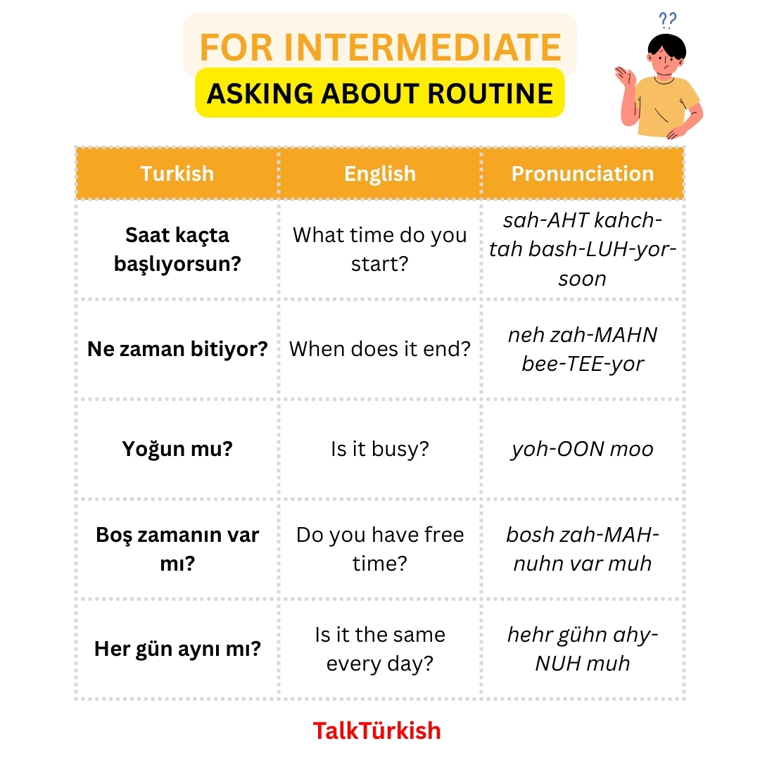 TalkTürkish - Asking About Routine Select the Answer! #LearnTurkish # ...
