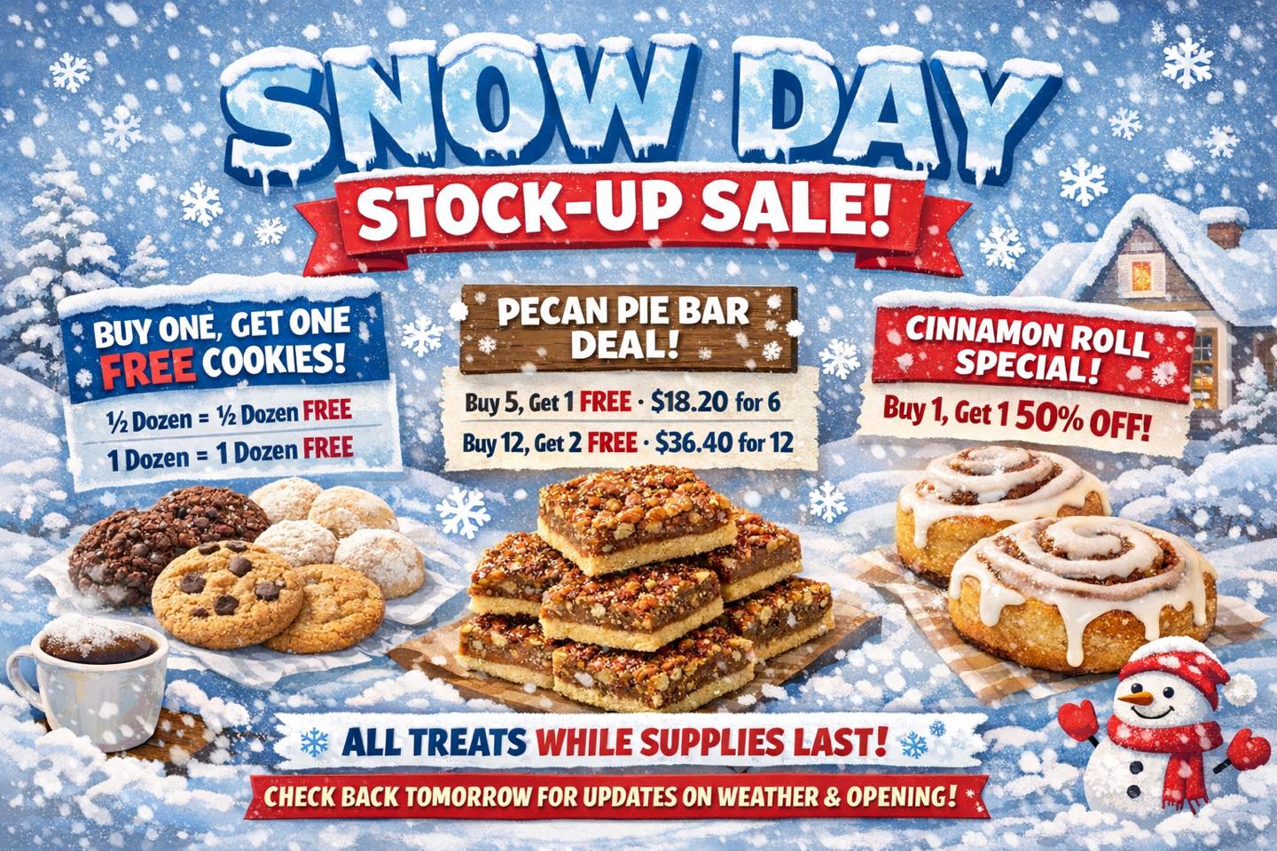 From - ️ SNOW DAY STOCK-UP SALE ️ They’re calling for snow tonight into ...
