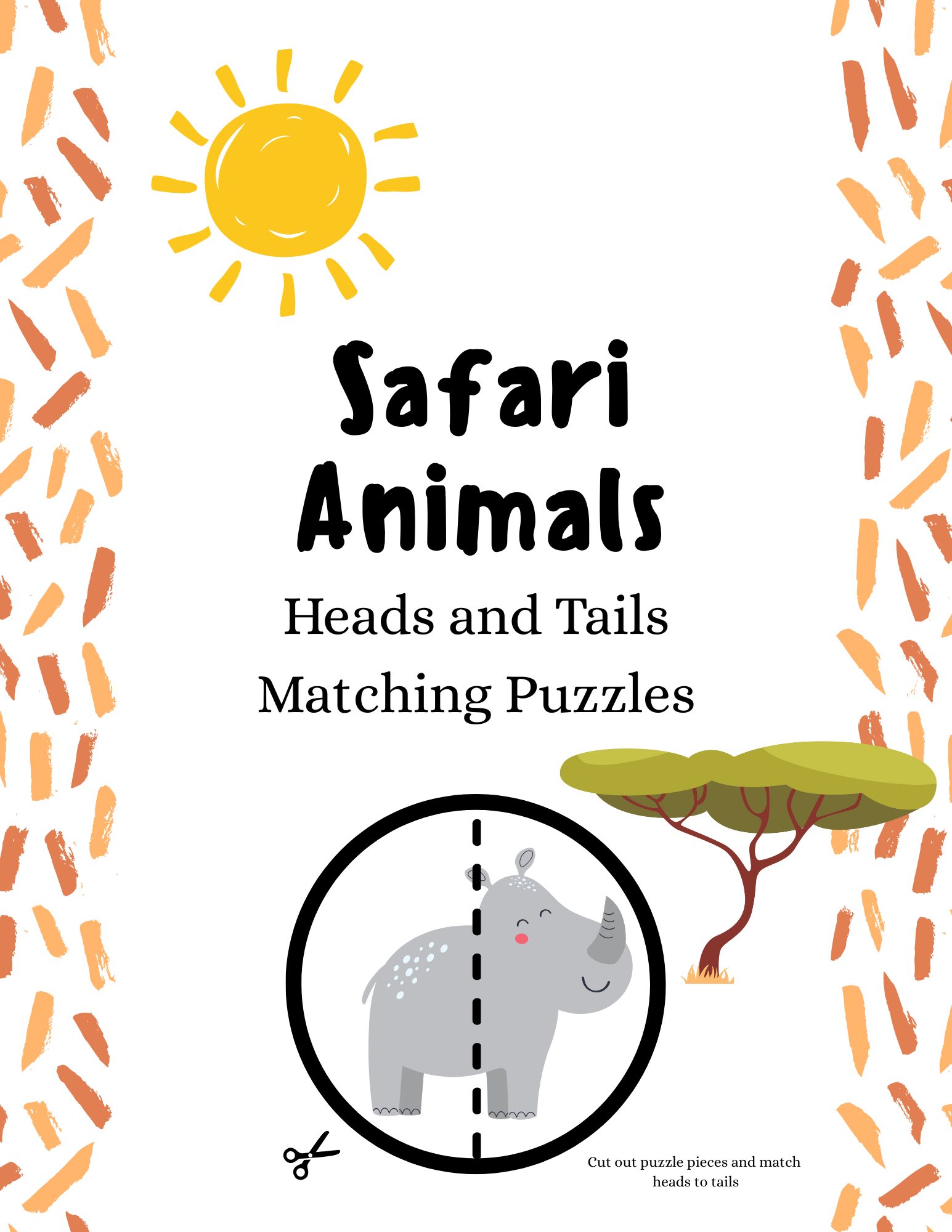 Safari Animals Heads and Tails Matching Puzzles 🧩 print, ️ cut, match ...