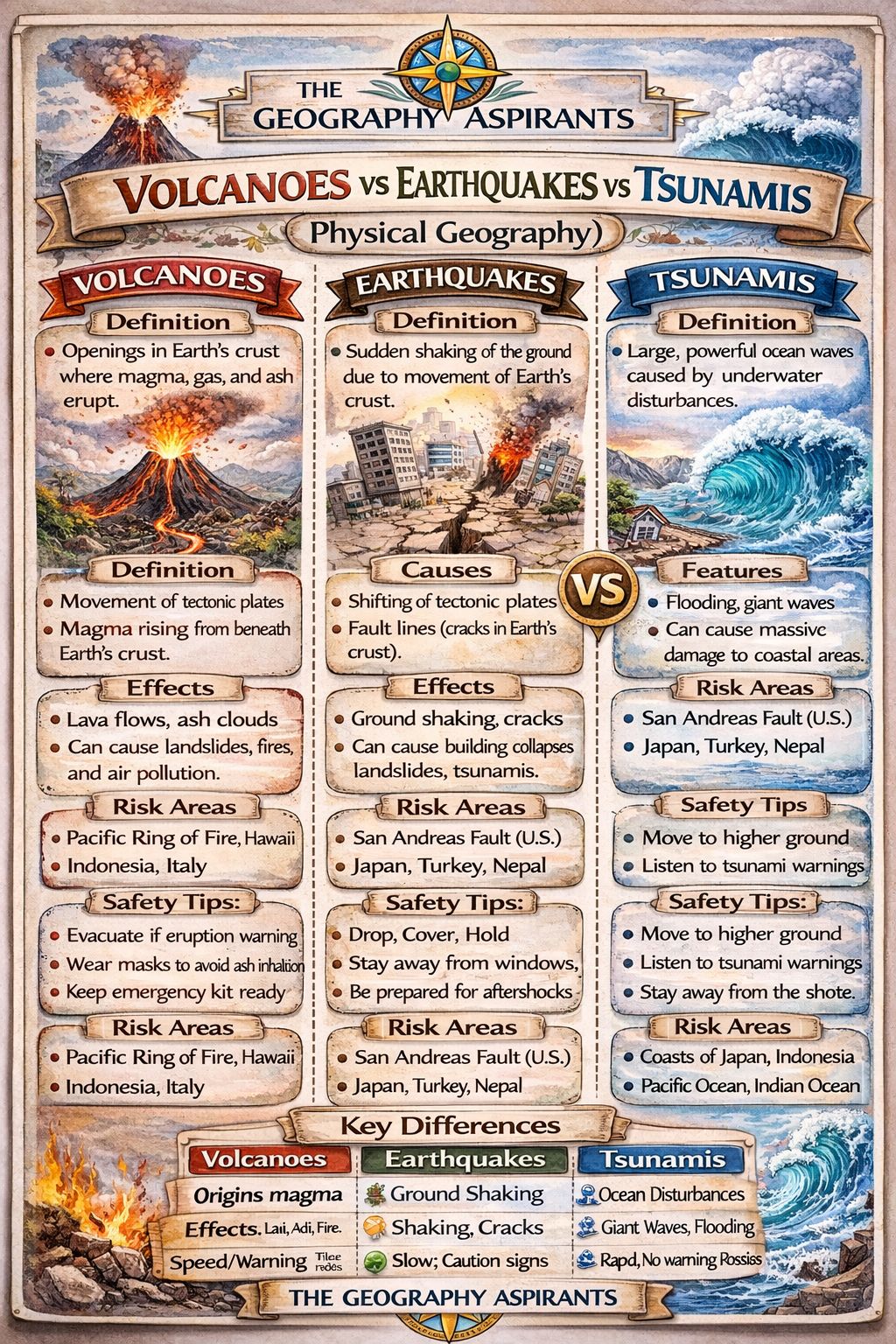 VOLCANO🌋Vs EARTHQUAKE Vs TSUNAMI... - The geography Aspirants | Facebook